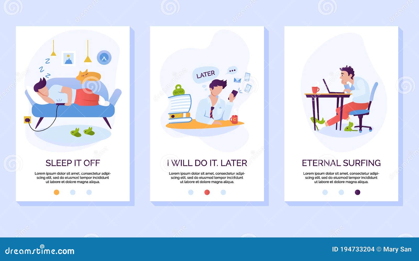 Procrastination and Wasting Time Mobile Website Vector Template ...
