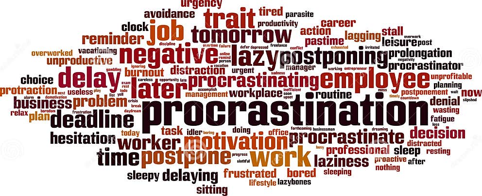 Procrastination word cloud stock vector. Illustration of later - 280143284