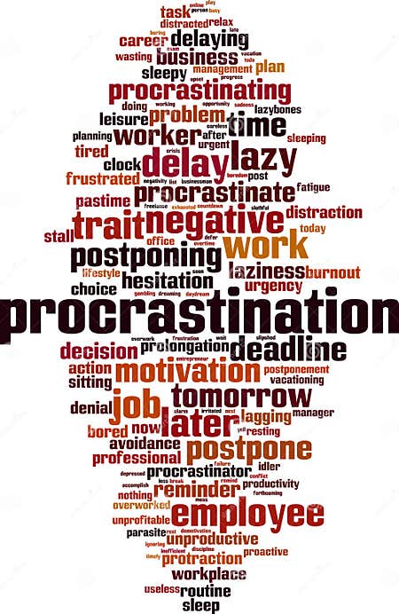 Procrastination word cloud stock vector. Illustration of trait - 282475693