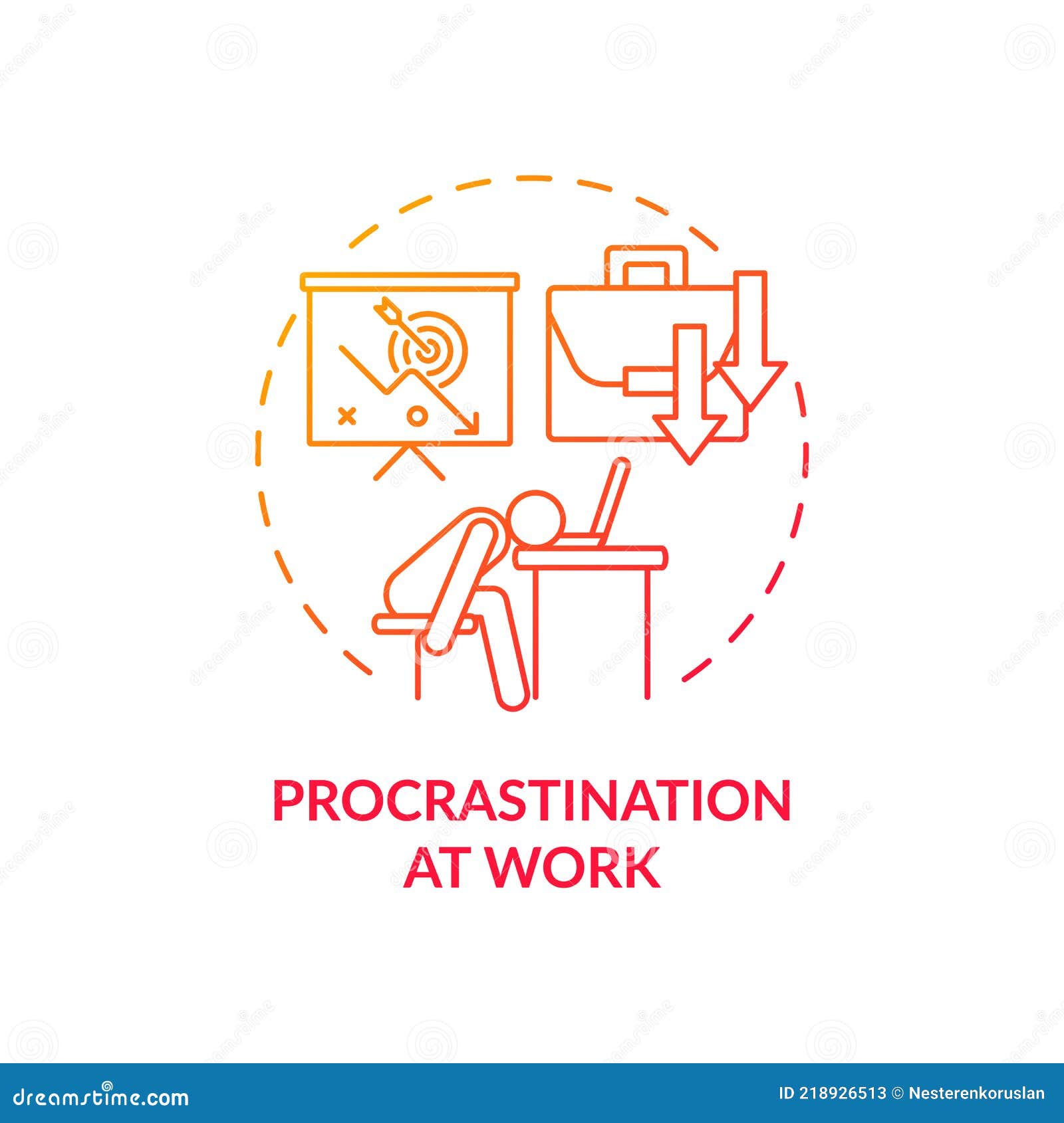 Procrastination at Work Red Gradient Concept Icon Stock Vector ...