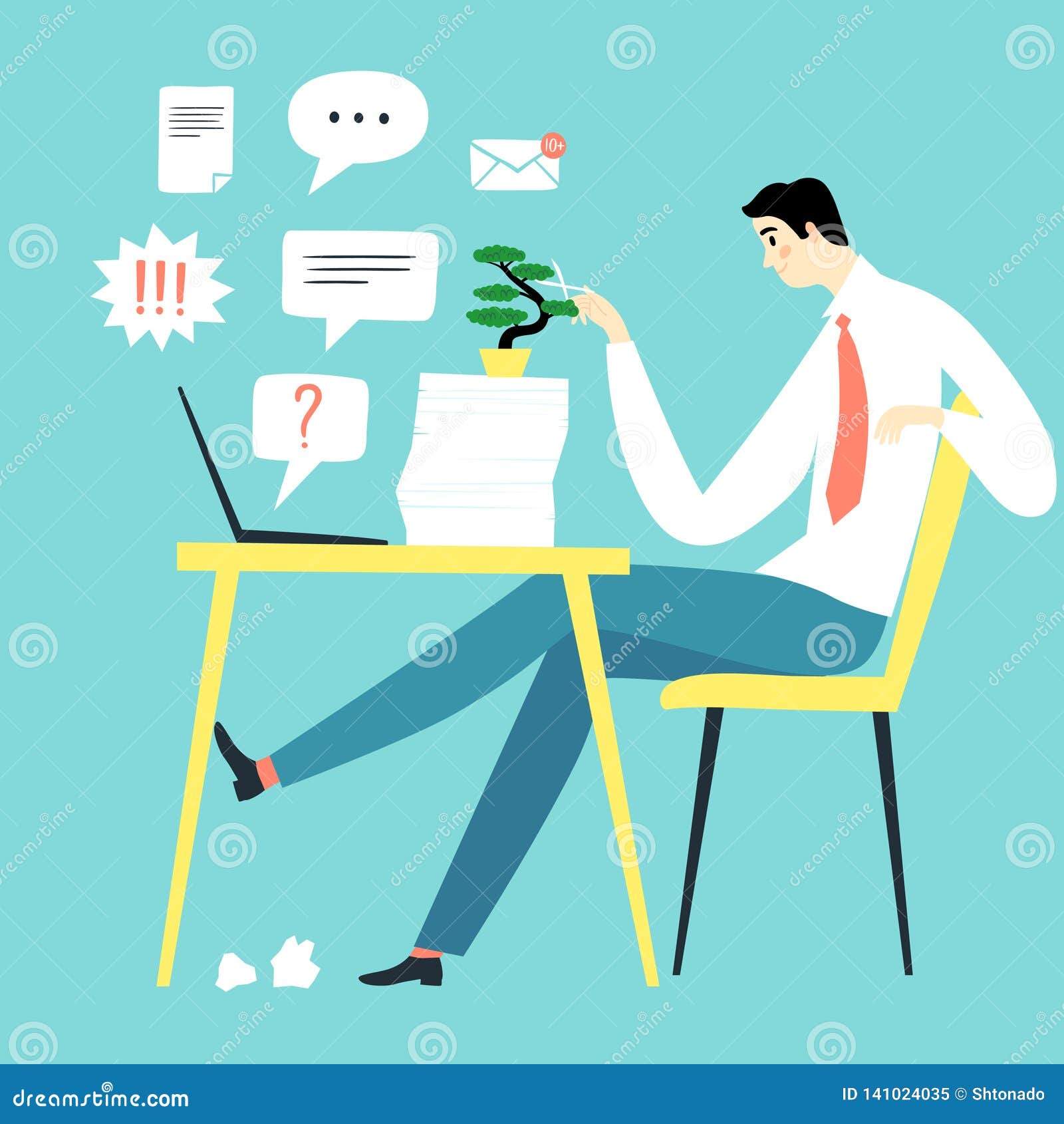 Procrastination Worker Cartoon Illustration Stock Illustration ...