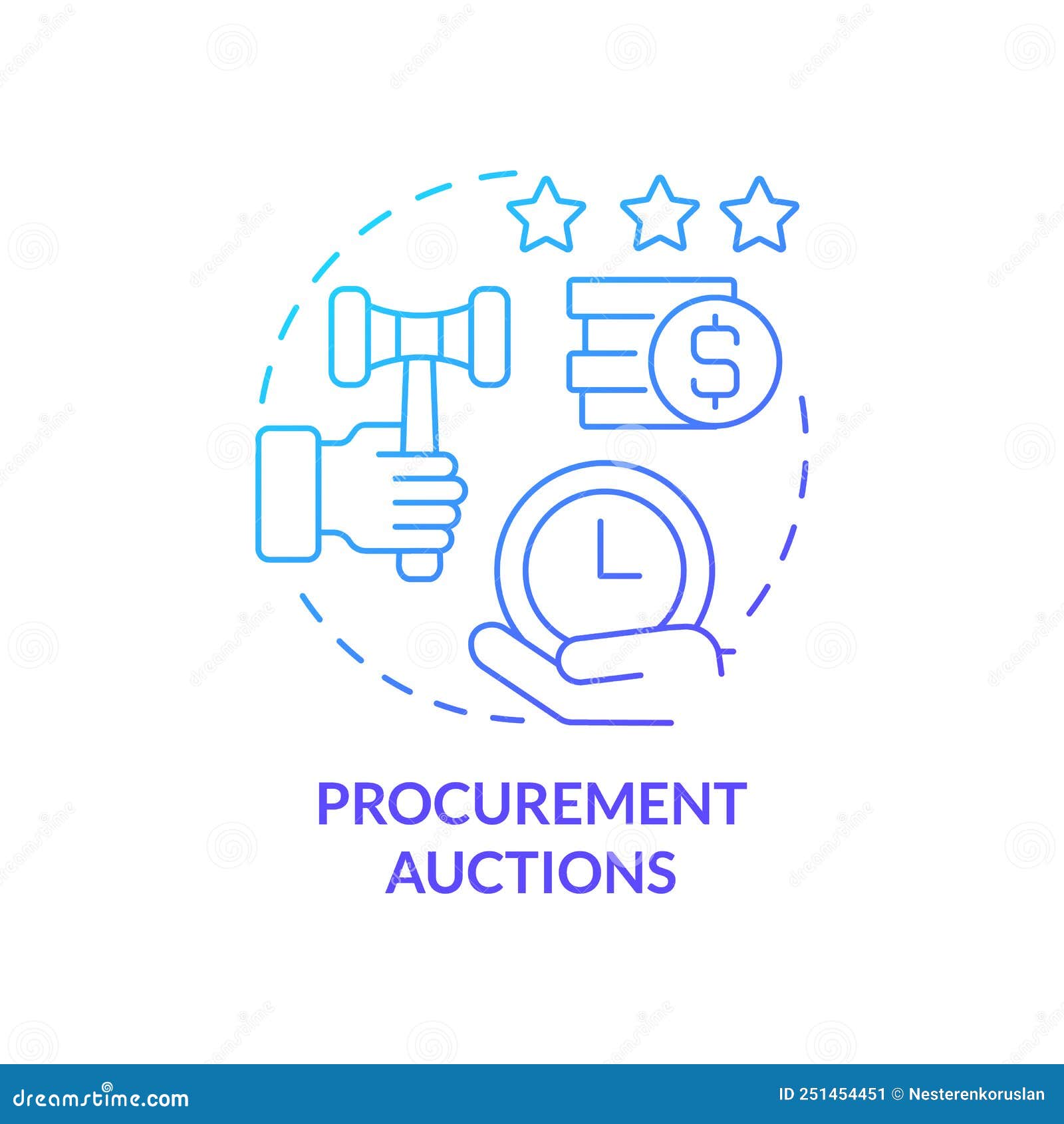 Procurement Auctions Blue Gradient Concept Icon Stock Vector - Illustration of linear, abstract ...