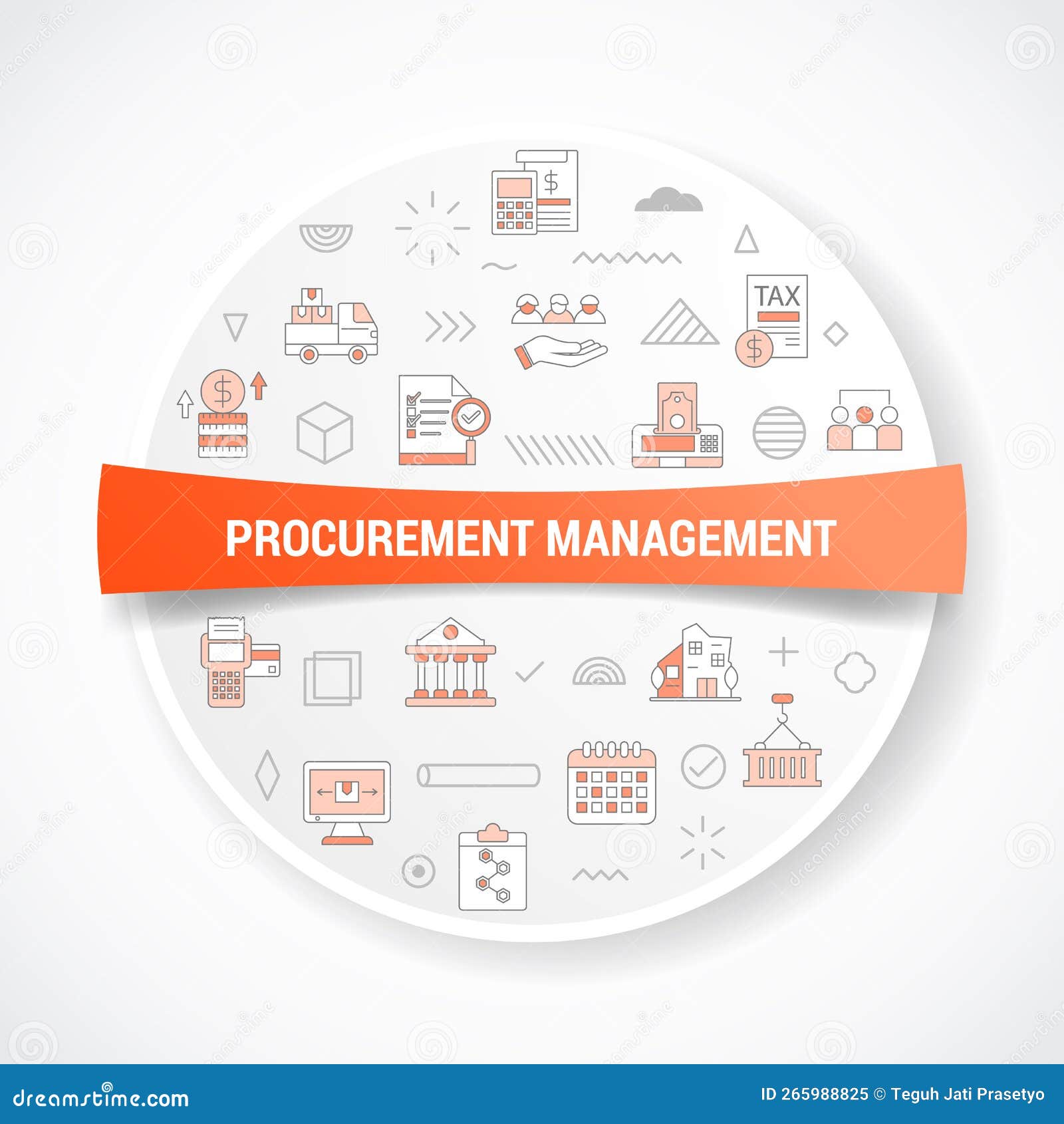 Procurement Management Concept with Icon Concept with Round or Circle ...