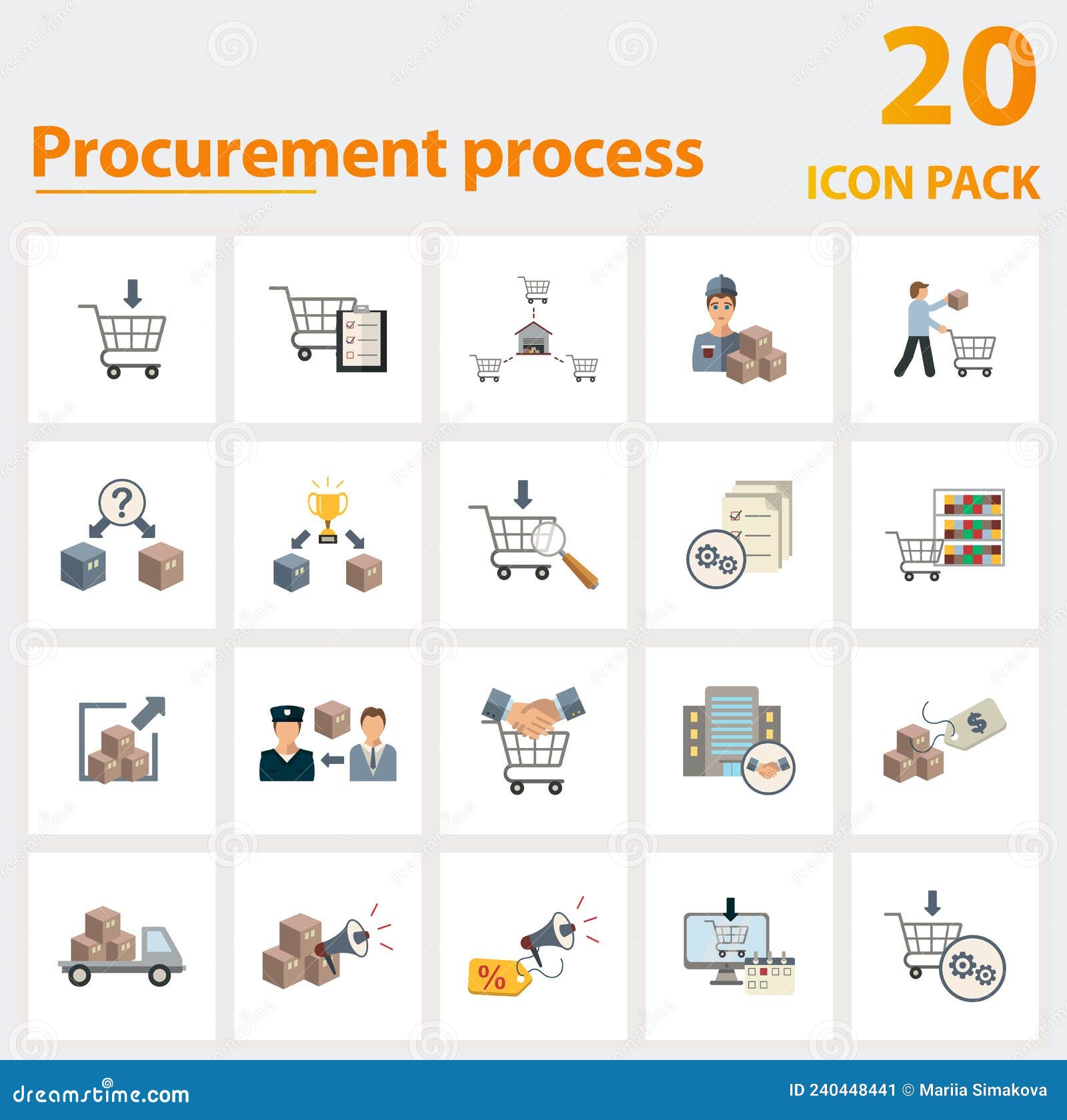 Procurement Process Icon Set. Collection of Simple Elements Such As the ...