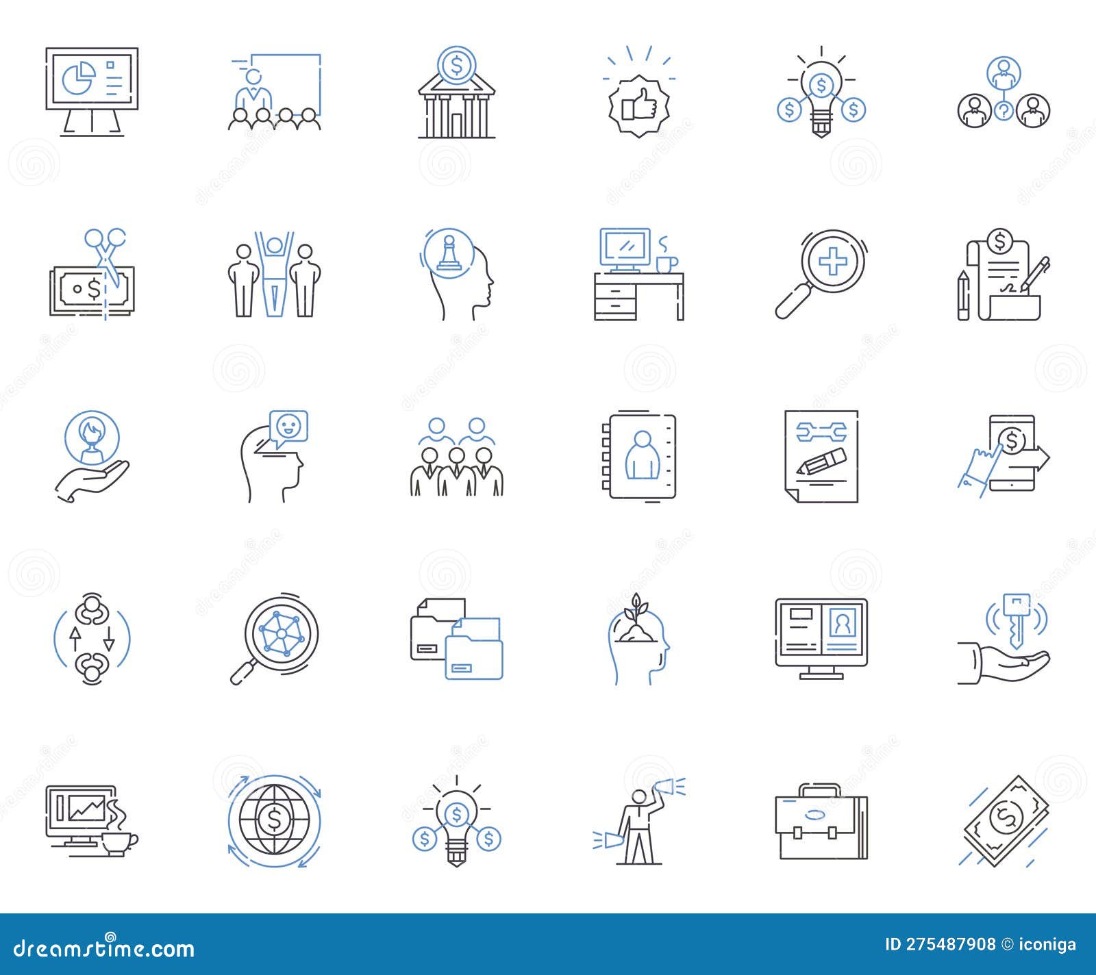 Procurement Process Line Icons Collection. Sourcing, Bidding ...