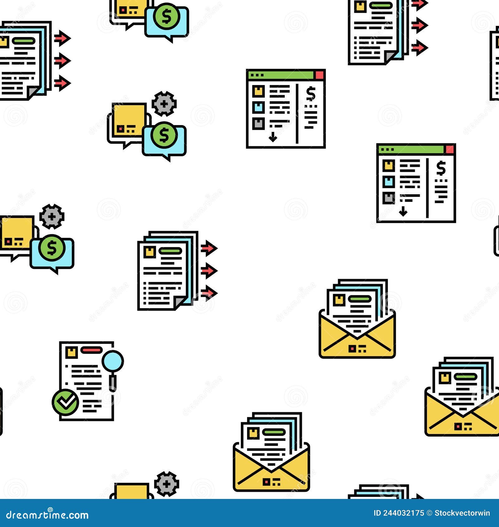 Procurement Process Vector Seamless Pattern Stock Vector - Illustration ...