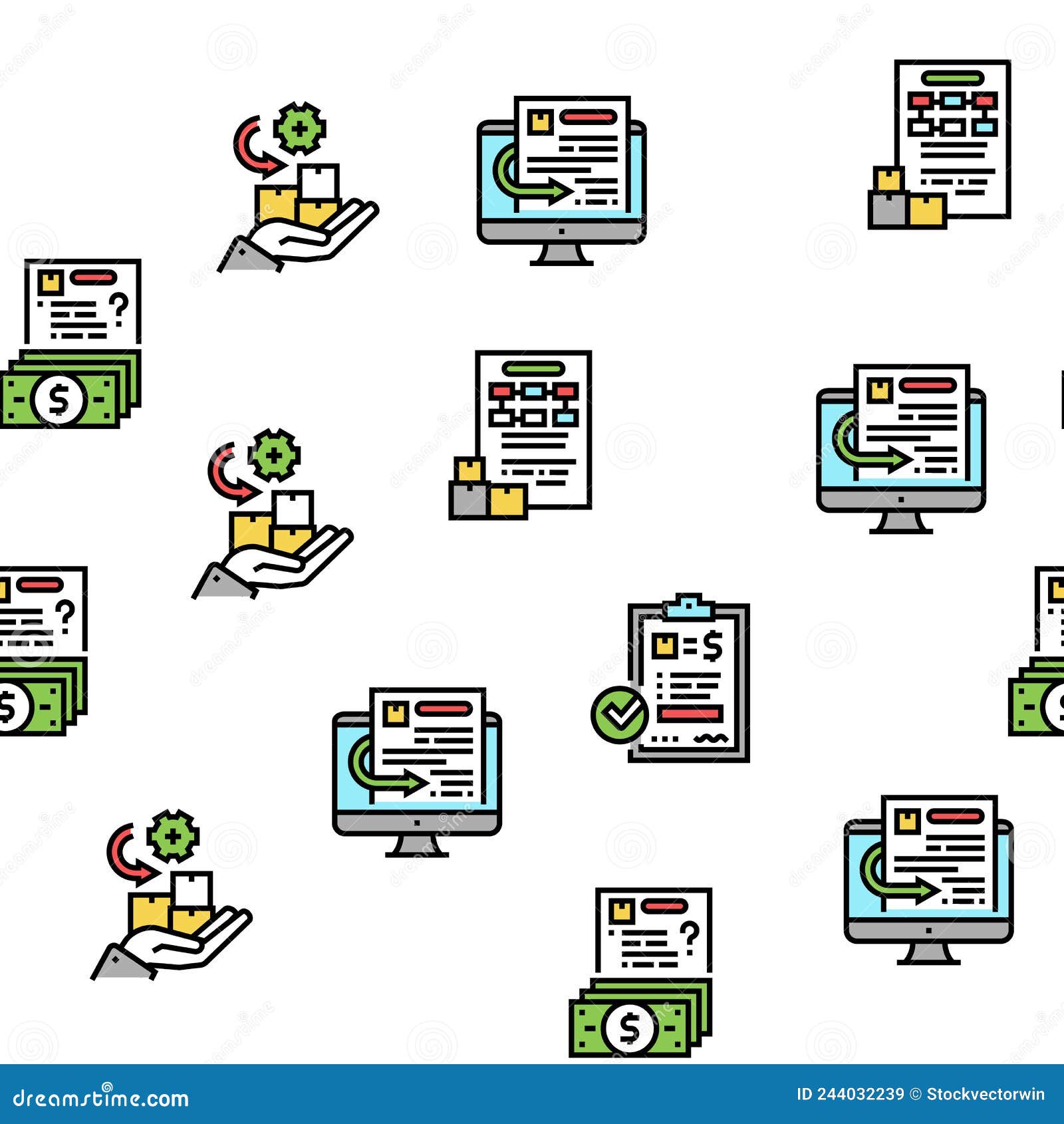 Procurement Process Vector Seamless Pattern Stock Vector - Illustration ...