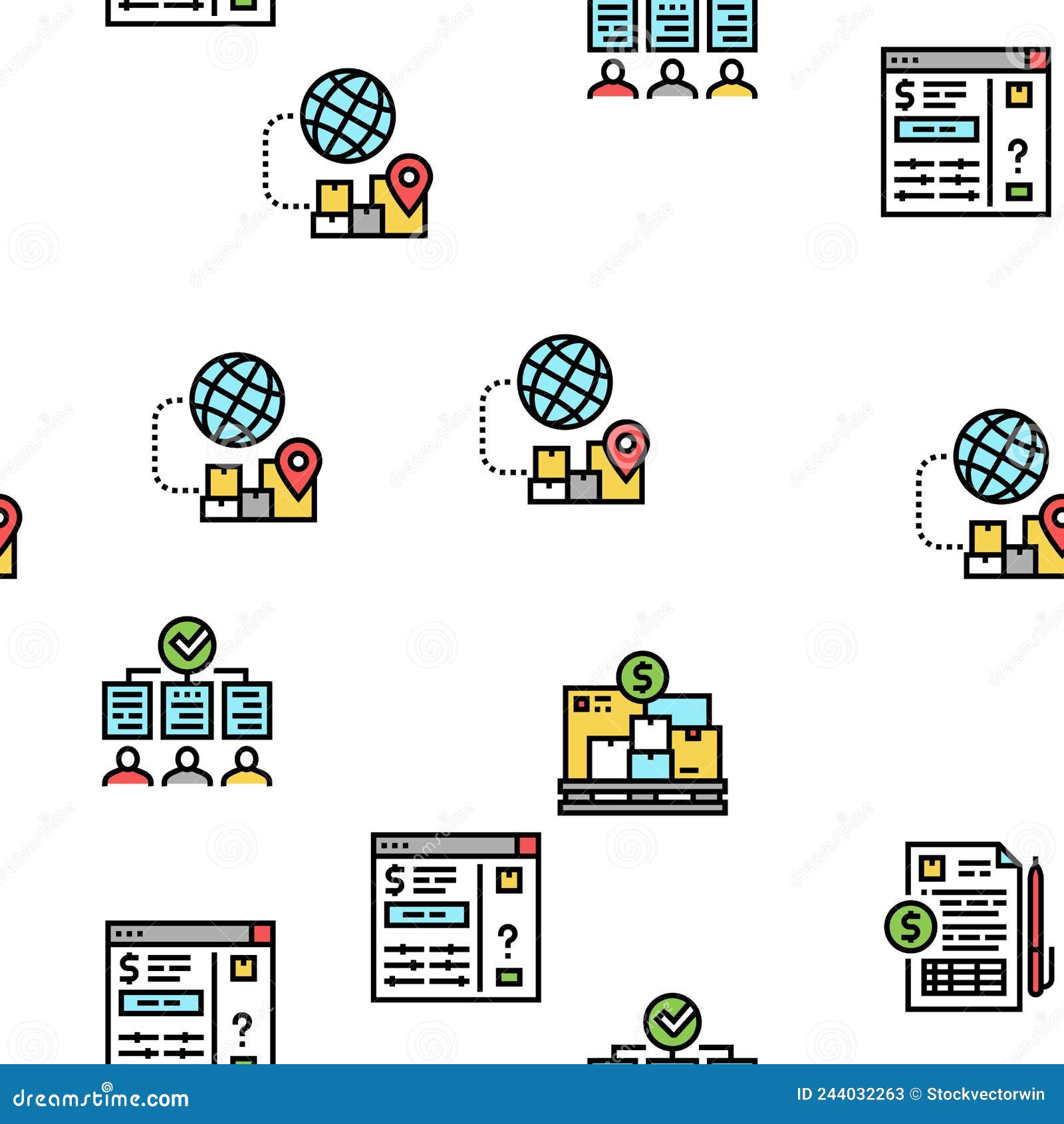Procurement Process Vector Seamless Pattern Stock Vector - Illustration ...