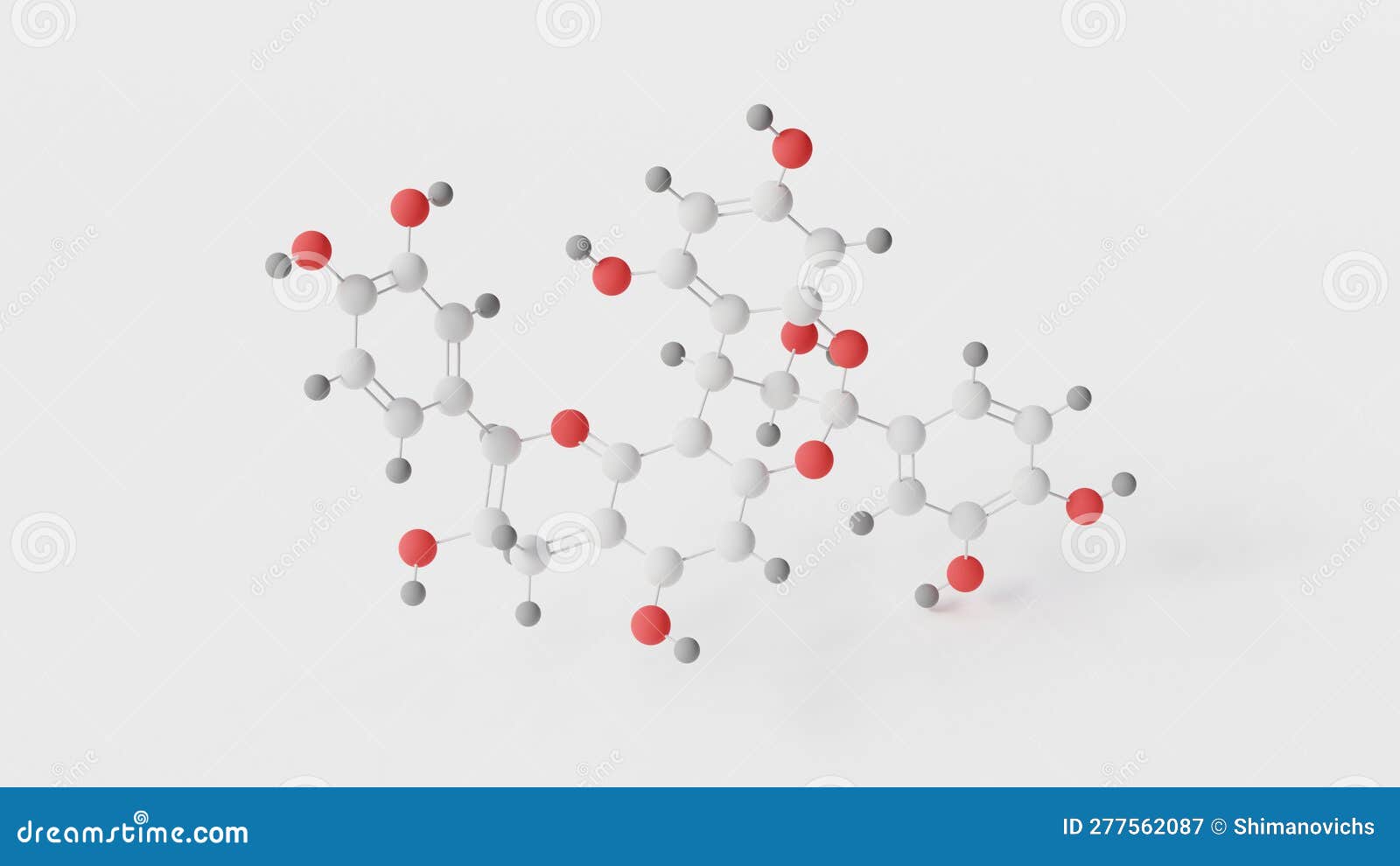 Procyanidin A2 Molecule 3d, Molecular Structure, Ball and Stick Model ...