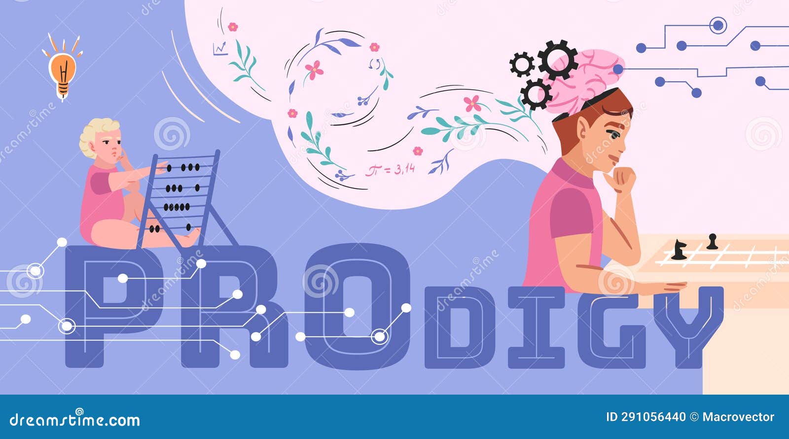 Prodigy Flat Collage Composition Stock Illustration - Illustration of ...