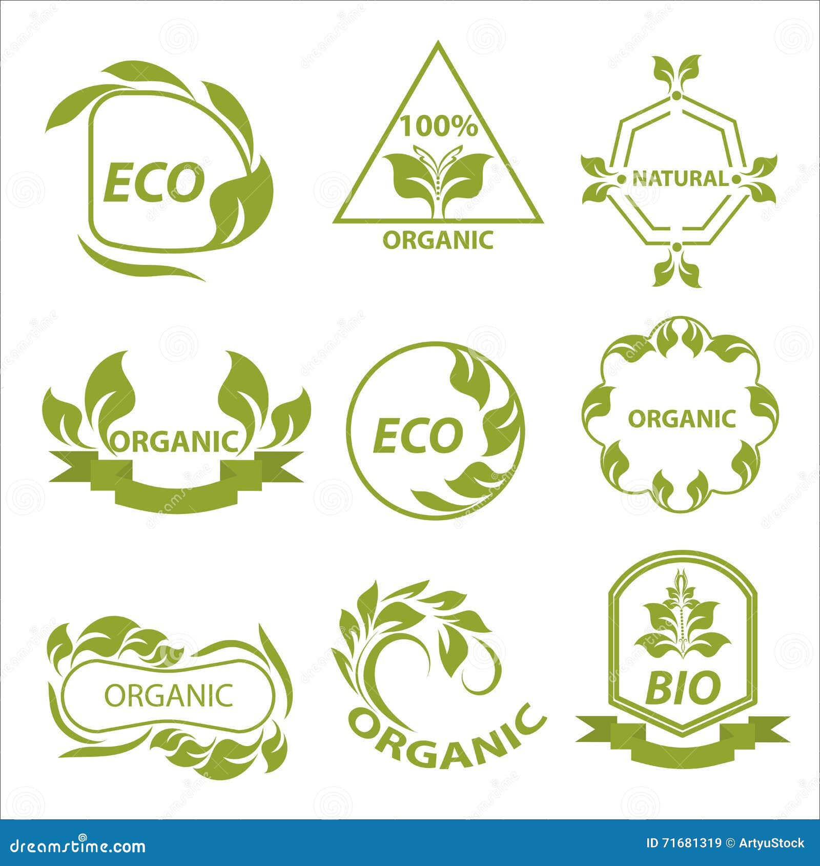 Prodotti Biologici, Etichette Di Eco, Logo Illustrazione Vettoriale ...