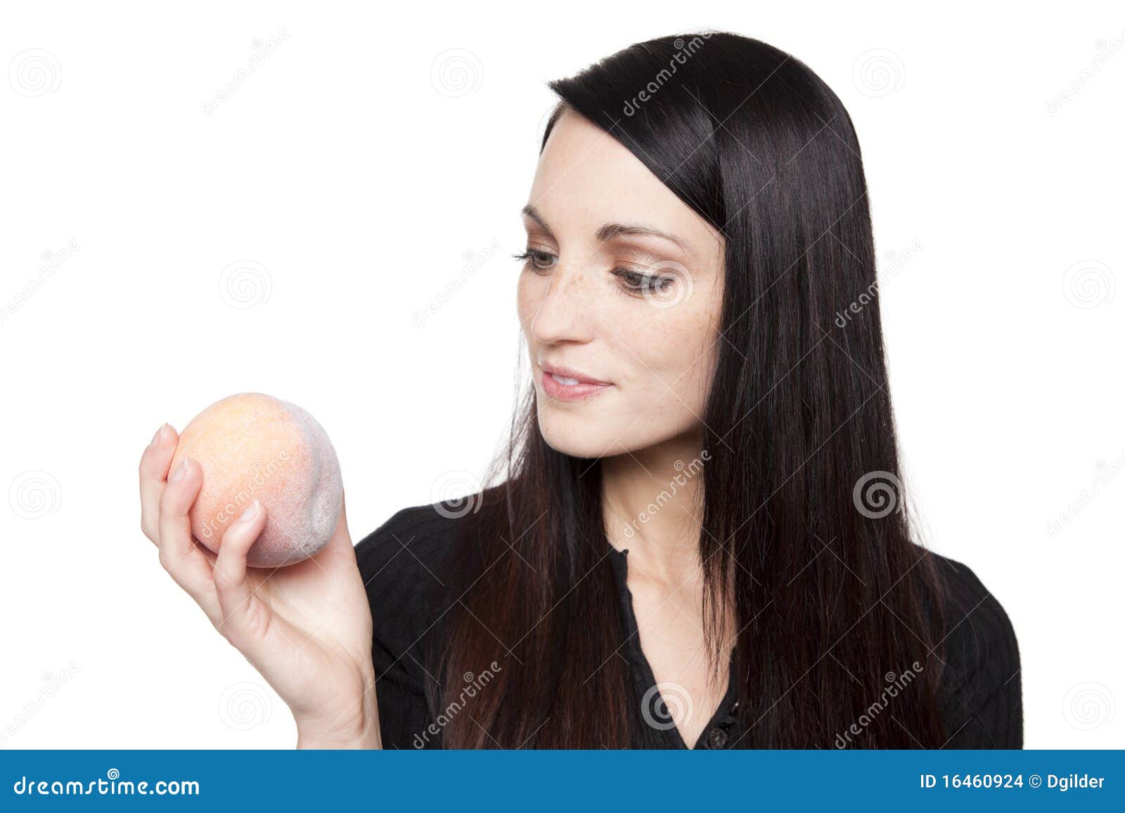 Produce - Fruit Woman with Peach Stock Photo - Image of pretty, living ...