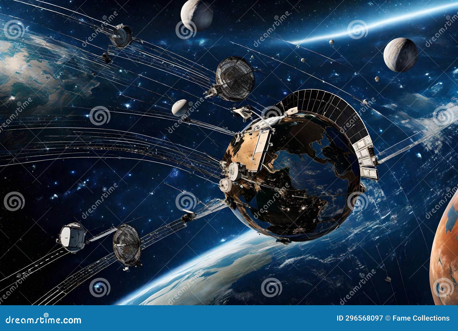 An Image of a Satellite Array in Earth S Orbit, Capturing Multiple ...