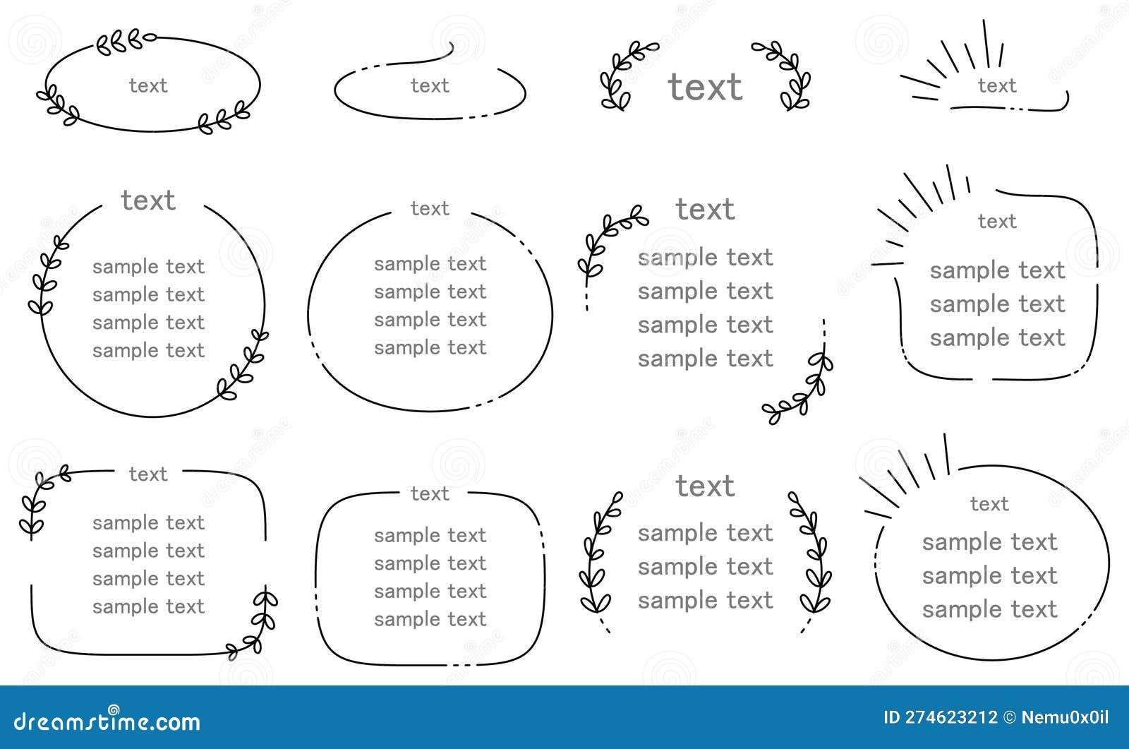 Set of Vector Images of Simple Wireframe Style Text Frames. Stock ...