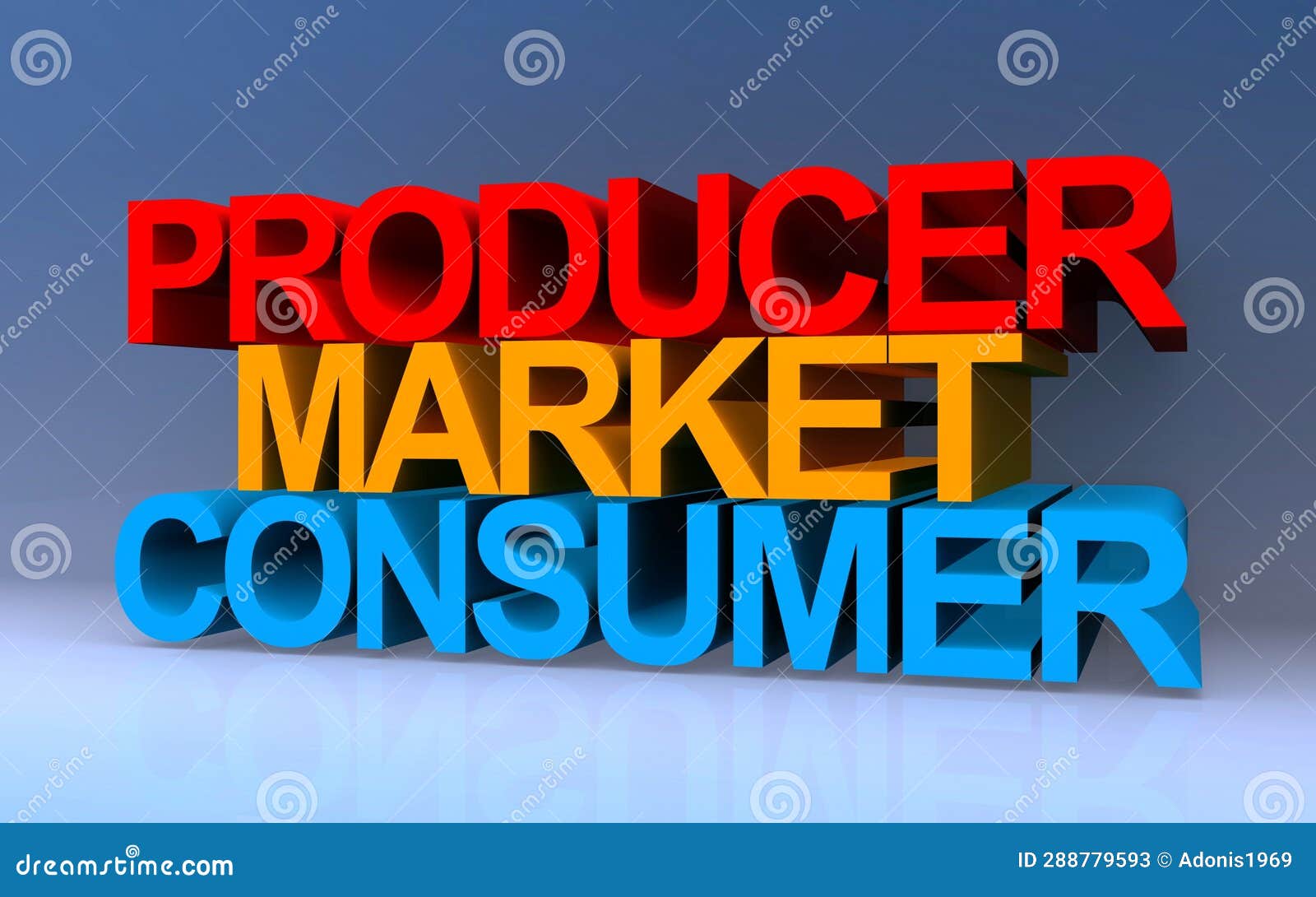 Producer Market Consumer on Blue Stock Illustration - Illustration of ...