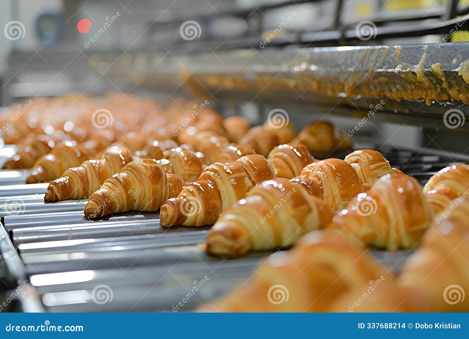 Producing Croissants, on a Factory Line Conveyor Stock Illustration ...