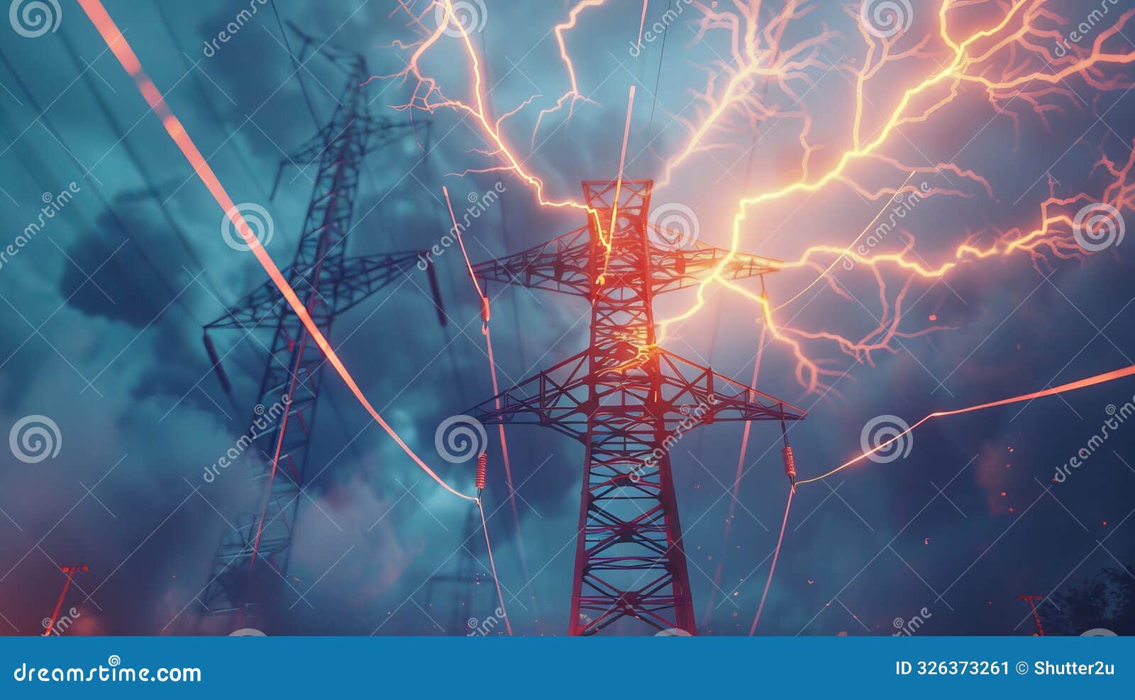 Producing a Electricity Surge of Power Stock Illustration ...