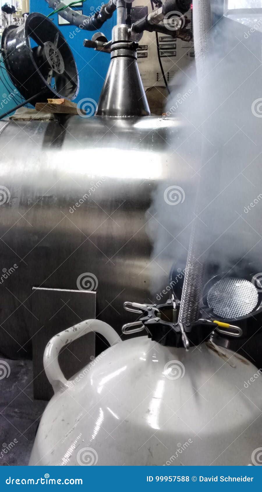 Experiment Preparation in the Cryogenics Laboratory, Filling Up Liquid ...