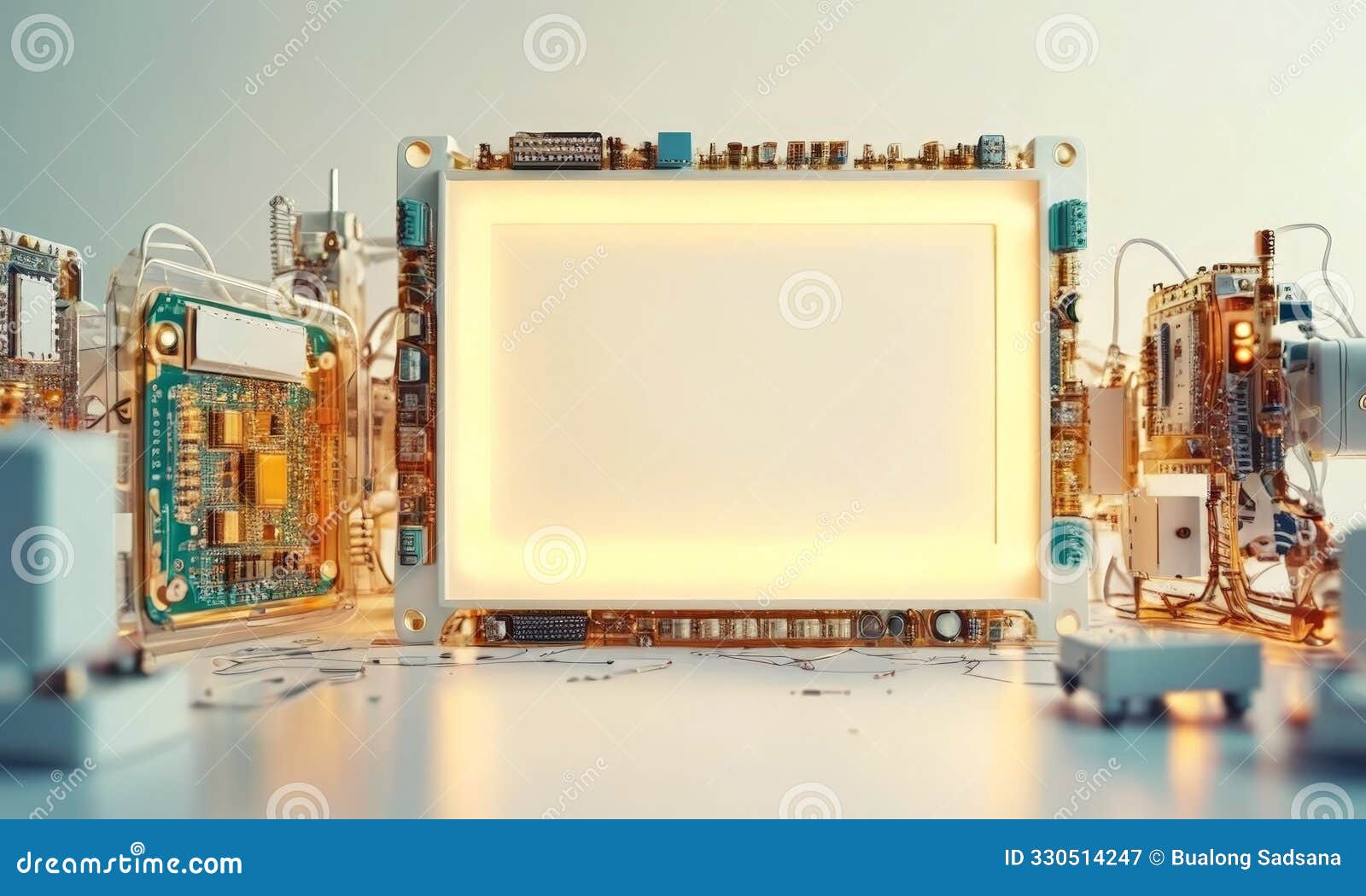 Computer Processor with Blank Screen on Top it Stock Illustration ...