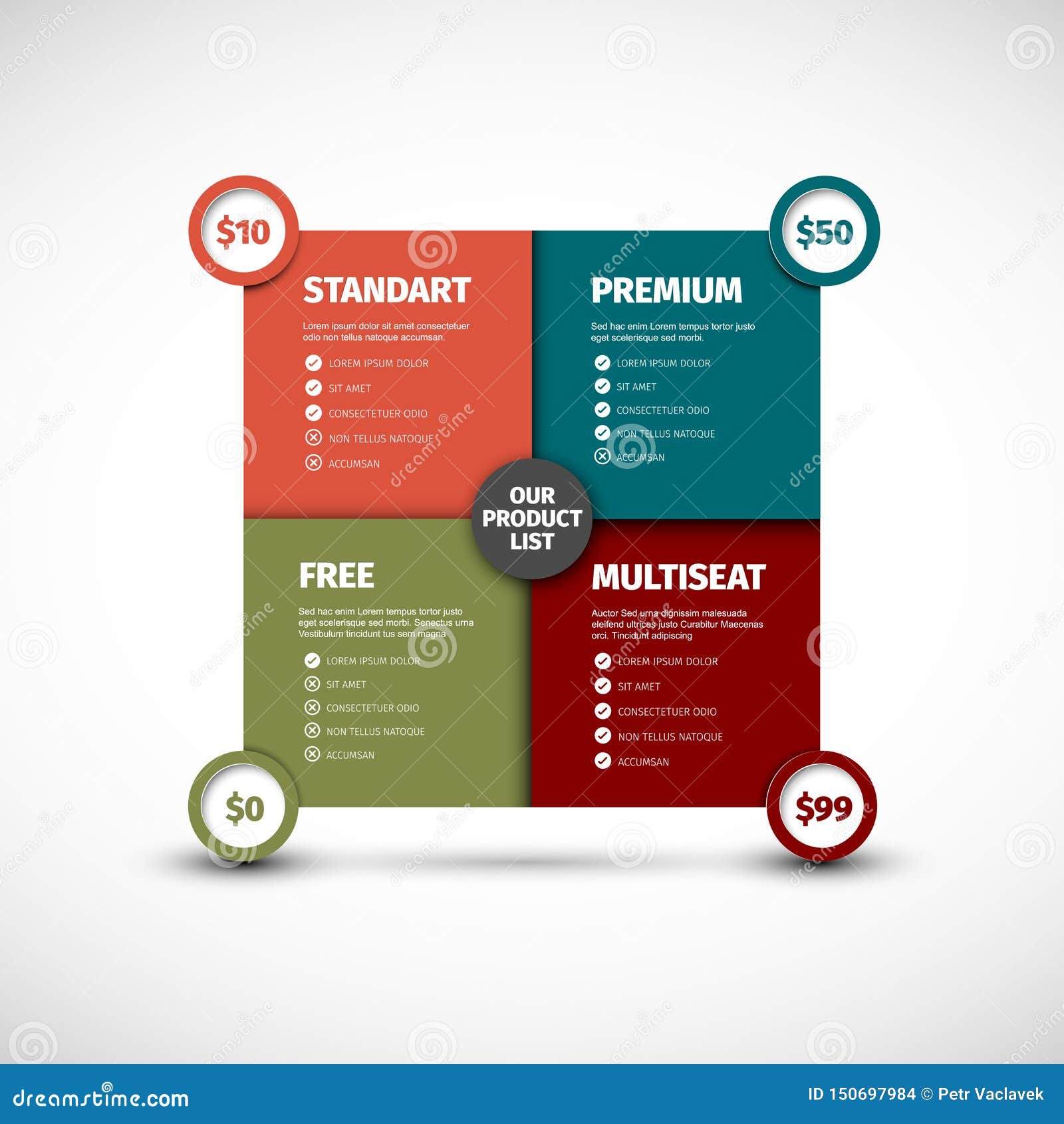 Product Cards Features Schema Template Stock Vector - Illustration of ...