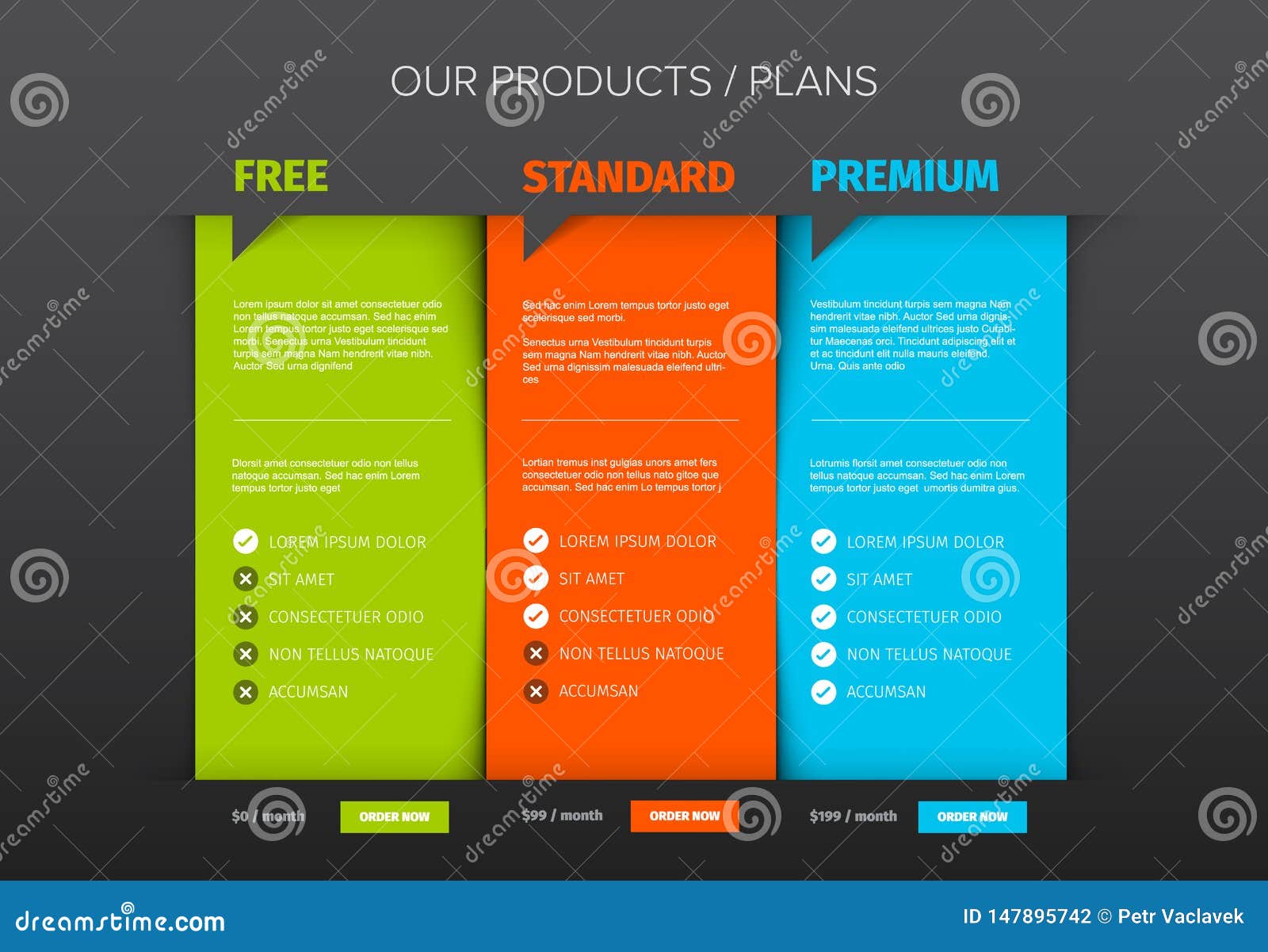 Product Cards Features Schema Template Vector Illustration ...
