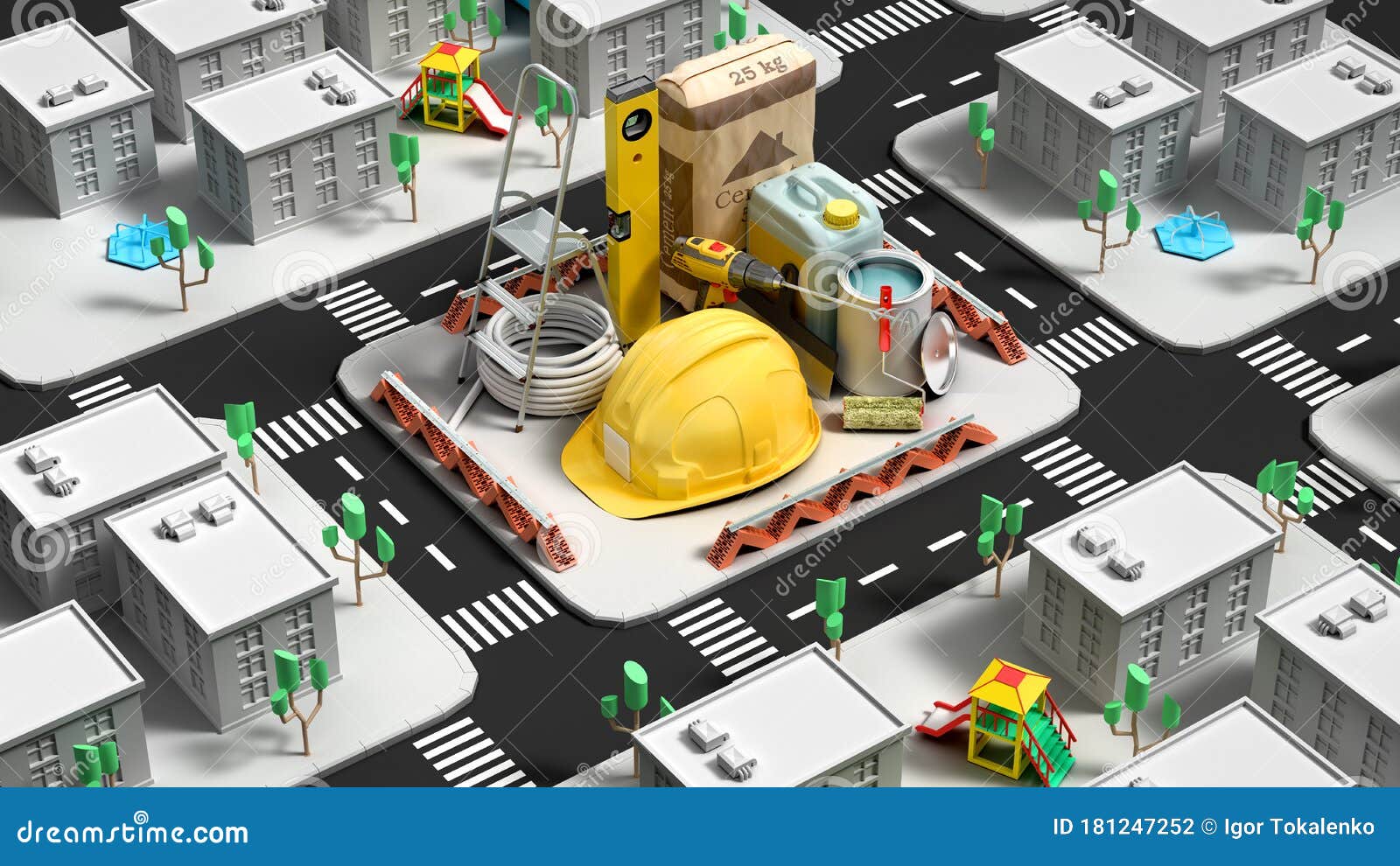 Concept Of Repair Work Isometric Low Poly Home Room Renovation I ...