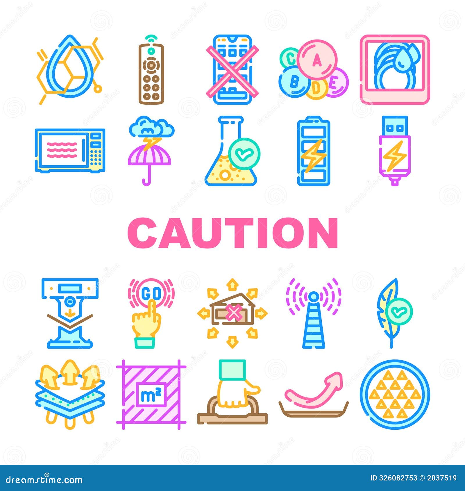 Product Caution Label Warning Icons Set Vector Stock Illustration ...