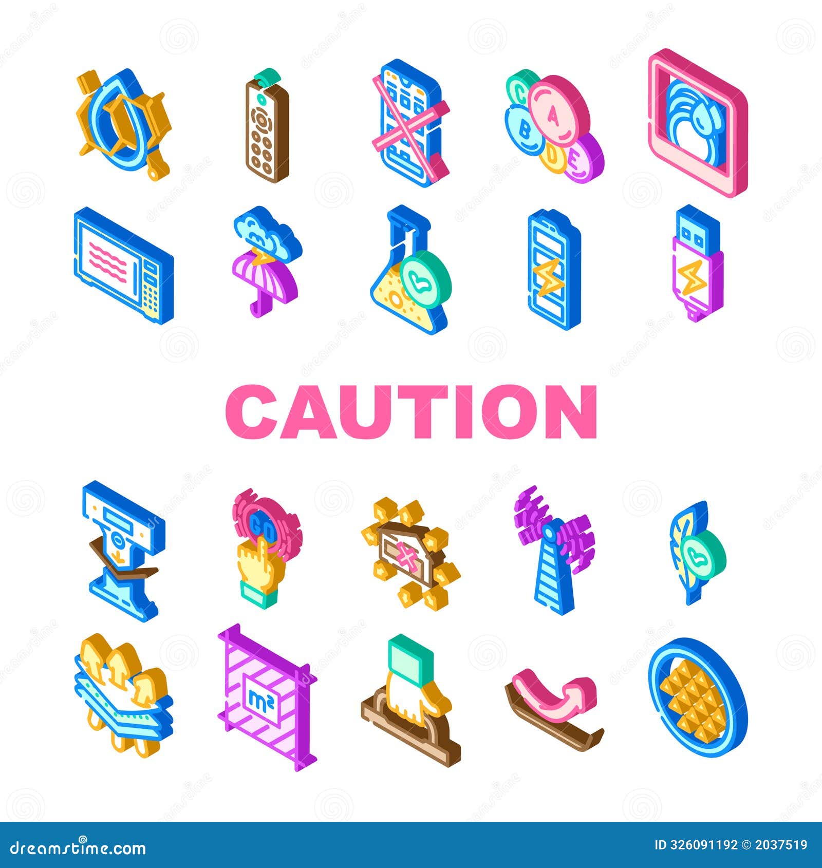 Product Caution Label Warning Icons Set Vector Stock Illustration ...