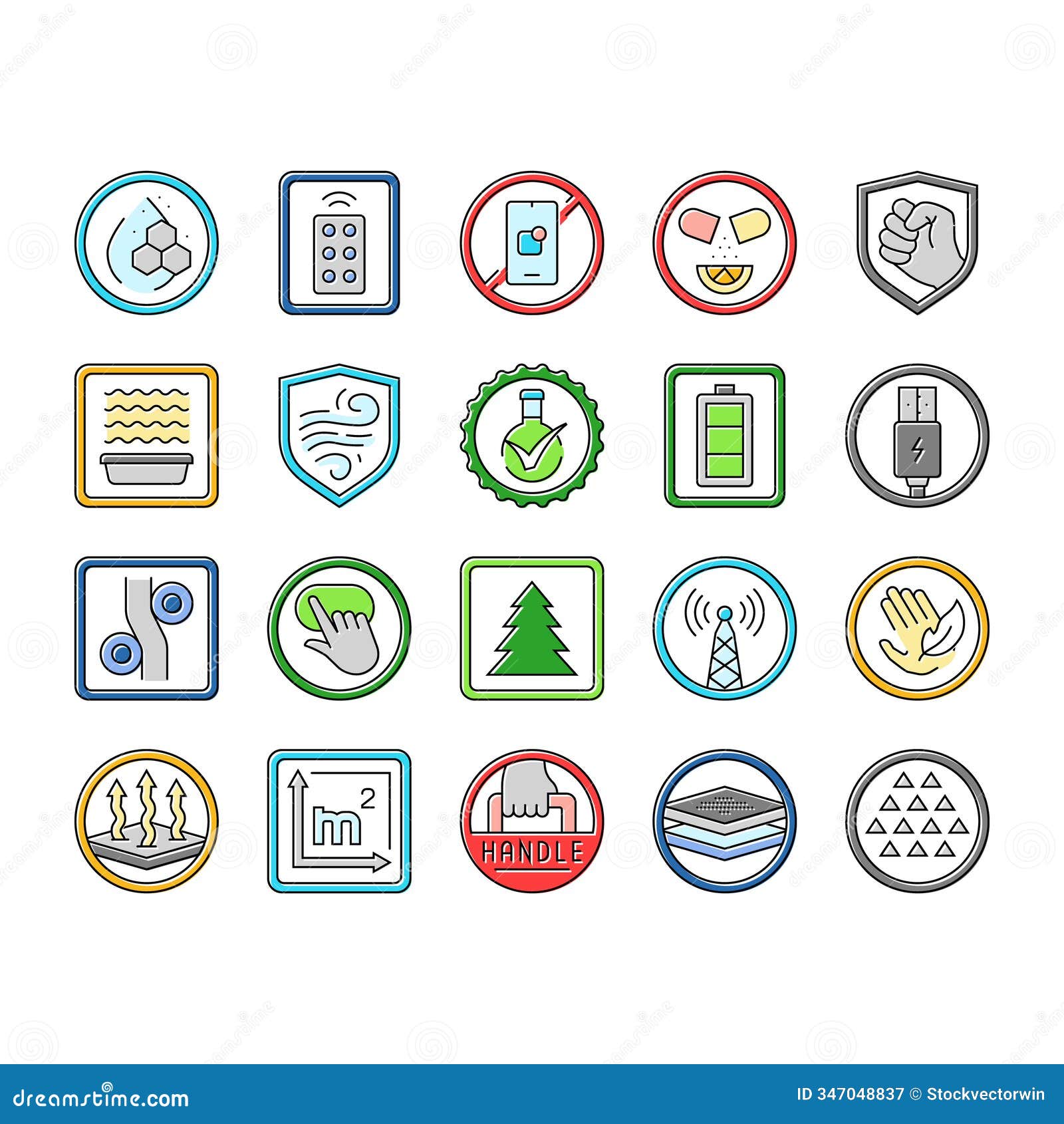 Product Caution Label Warning Icons Set Vector Stock Illustration ...