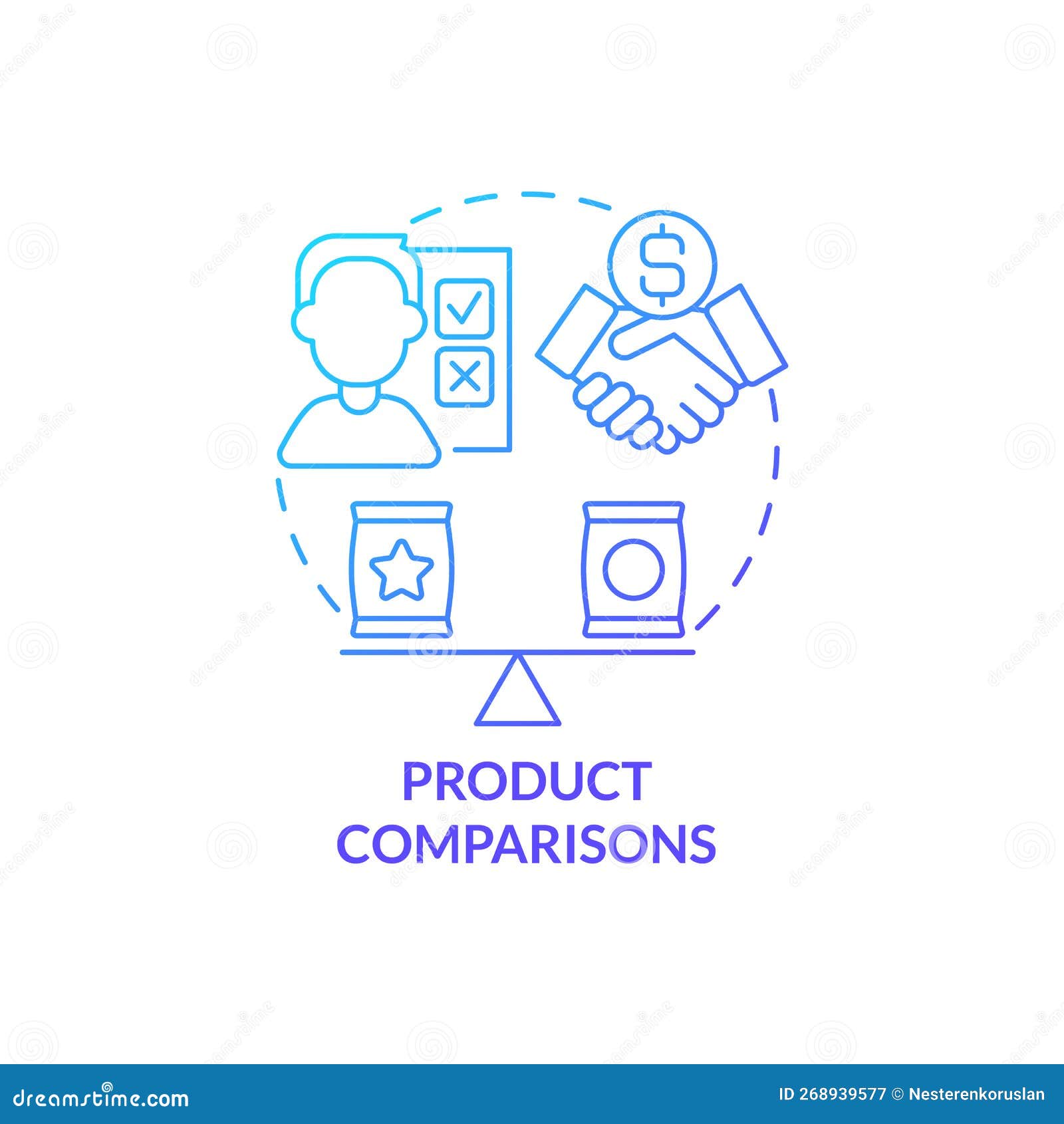 Product Comparisons Blue Gradient Concept Icon Cartoon Vector ...