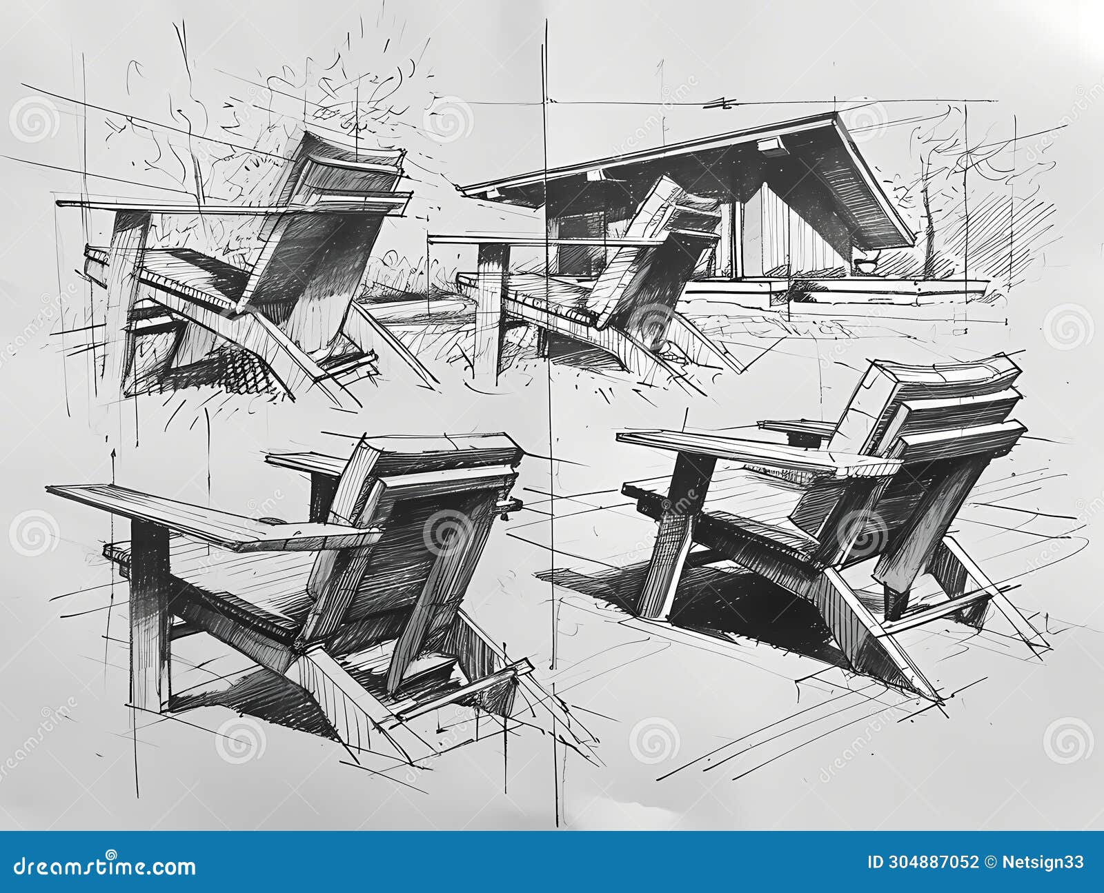 Product Design Draft Sketch of a Chair, a Drawing of a Chair Stock ...