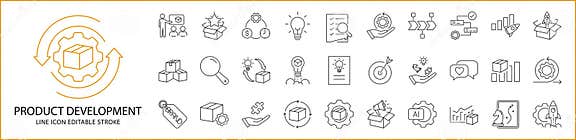 Product Development Icon Set Editable Stroke. Stock Vector ...