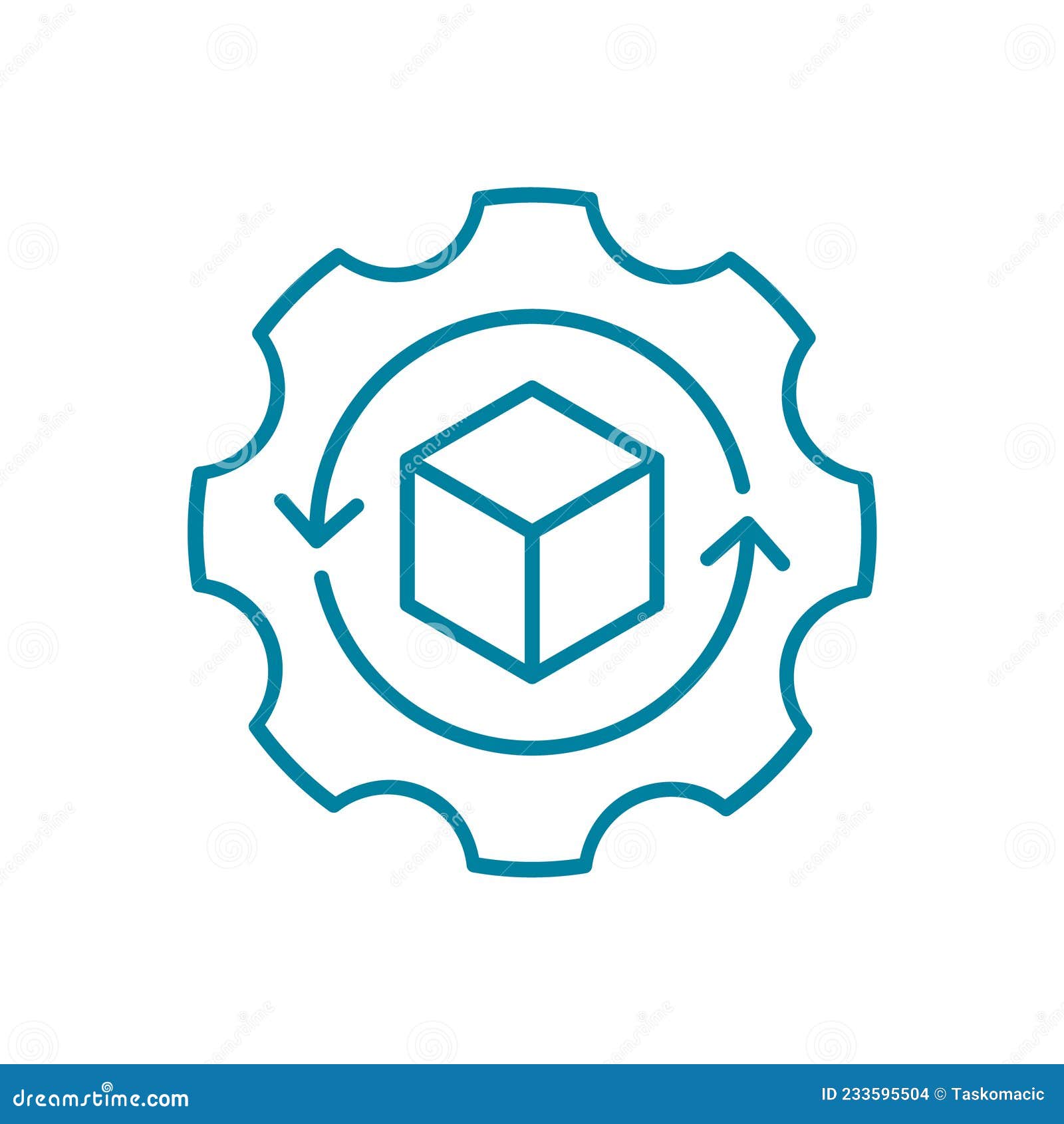 Product Development Line Icon. Gear with Product Inside. Production ...