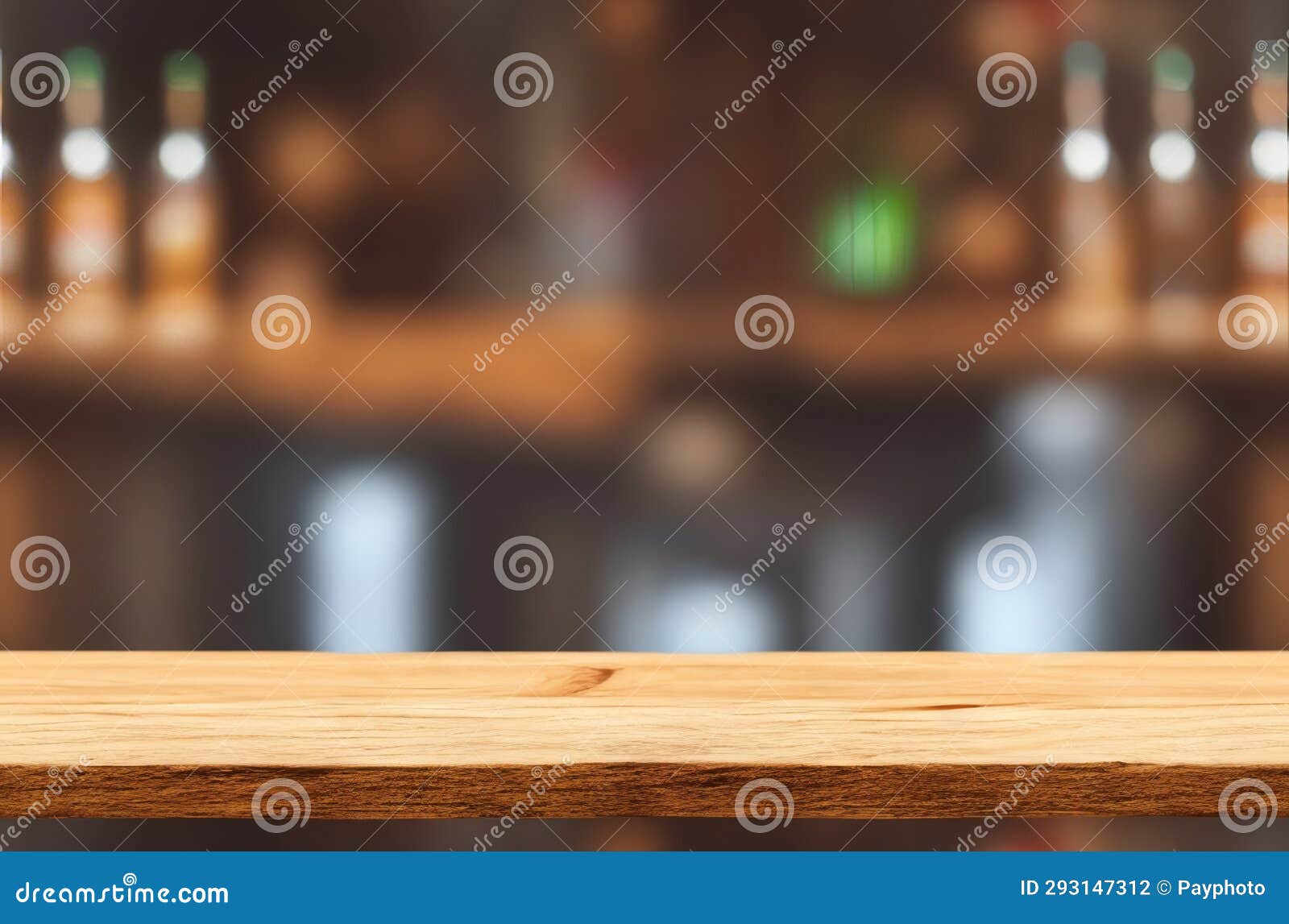 Product Display: Empty Wooden Table in Bar or Pub Setting. Stock Photo ...