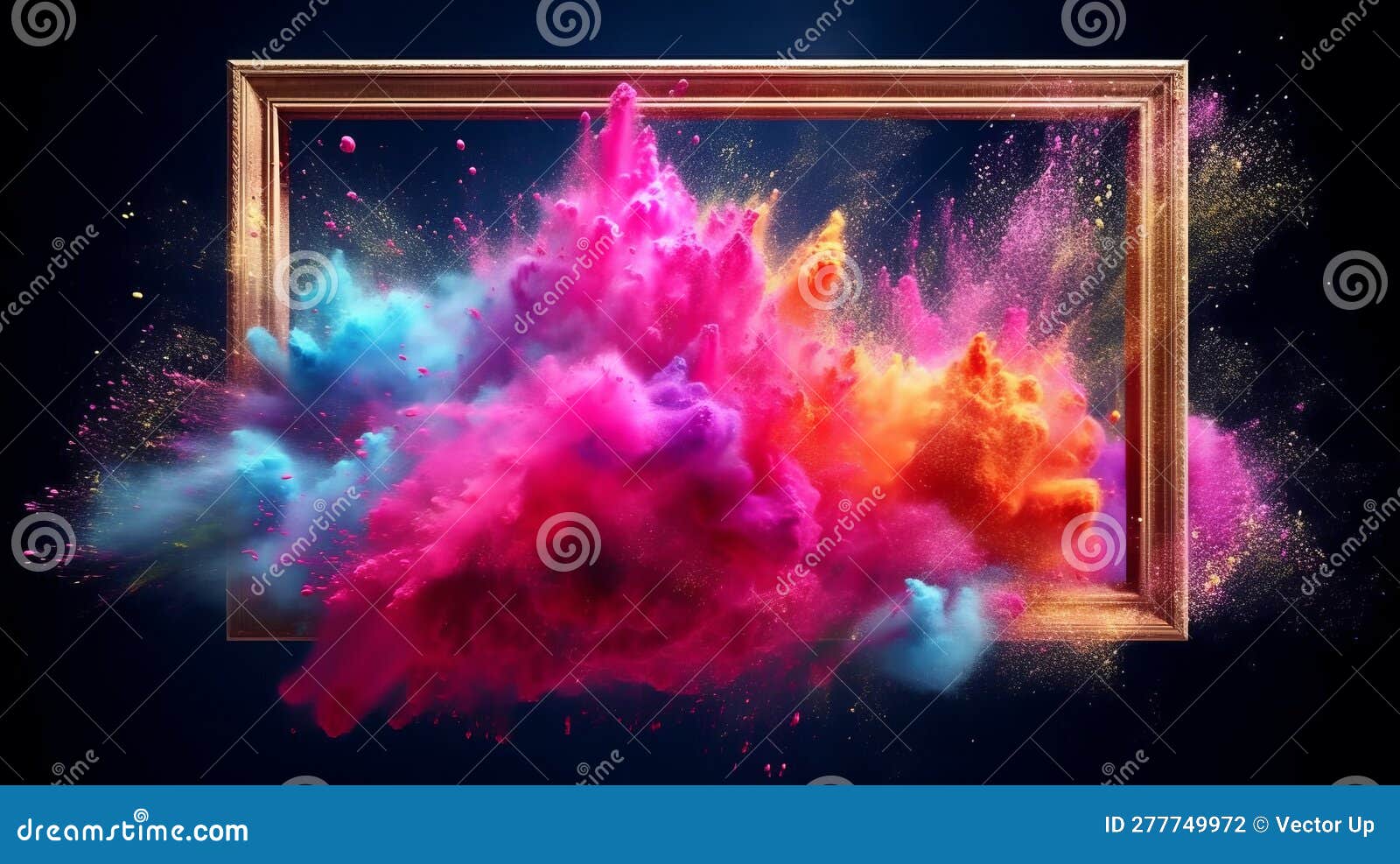 Product Display Frame with Colorful Powder Paint Explo. Generative AI ...