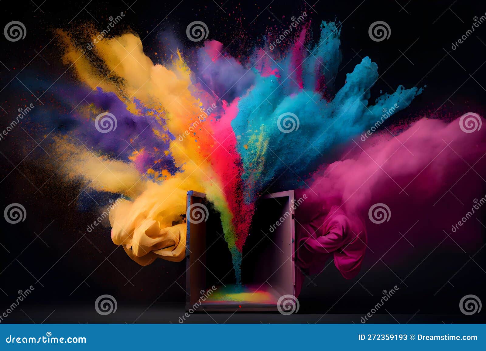 Product Display Frame with Colorful Powder Paint Explosion. Generative ...