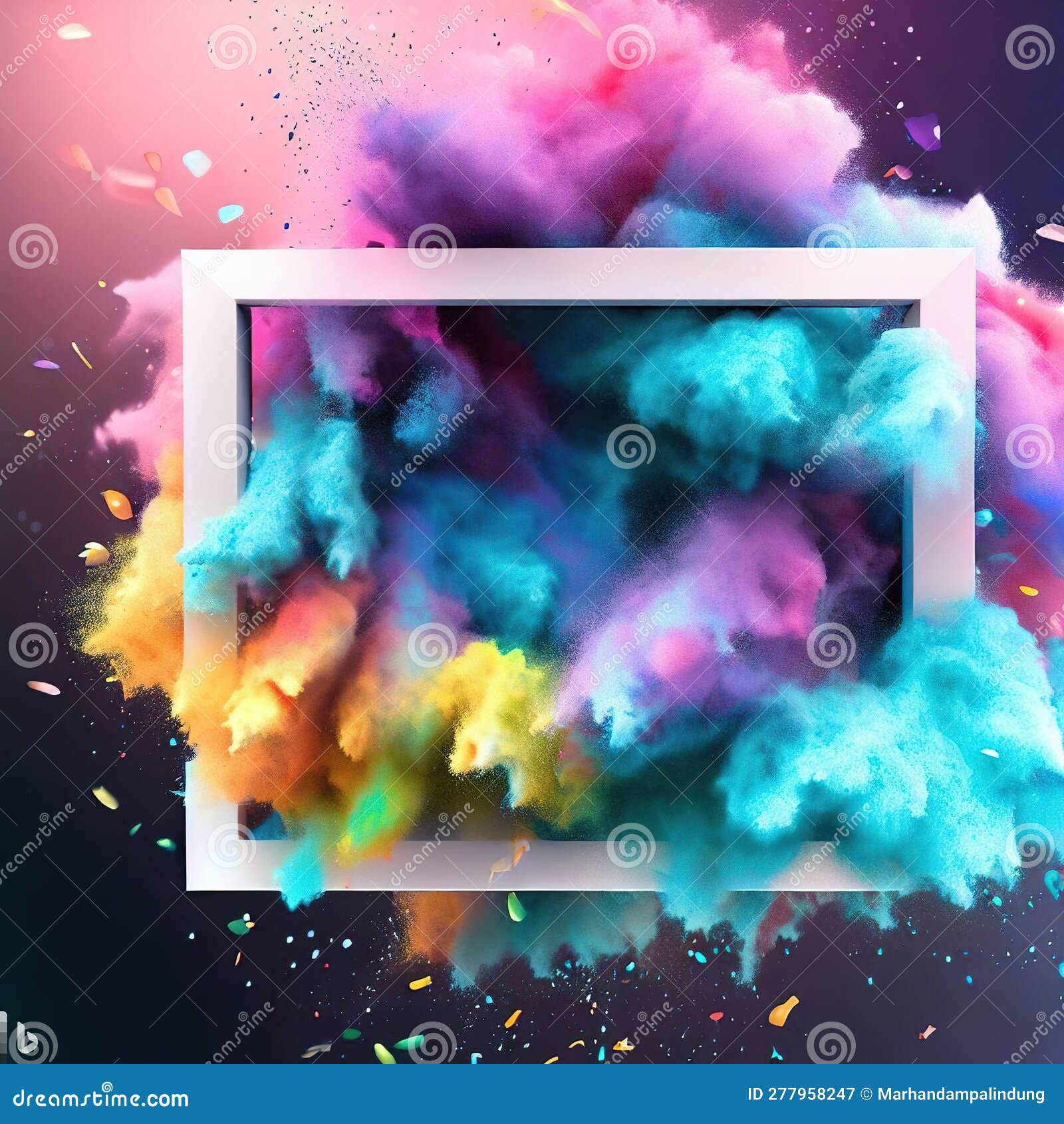 Product Display Frame with Colorful Powder Paint Explosion. Generative ...