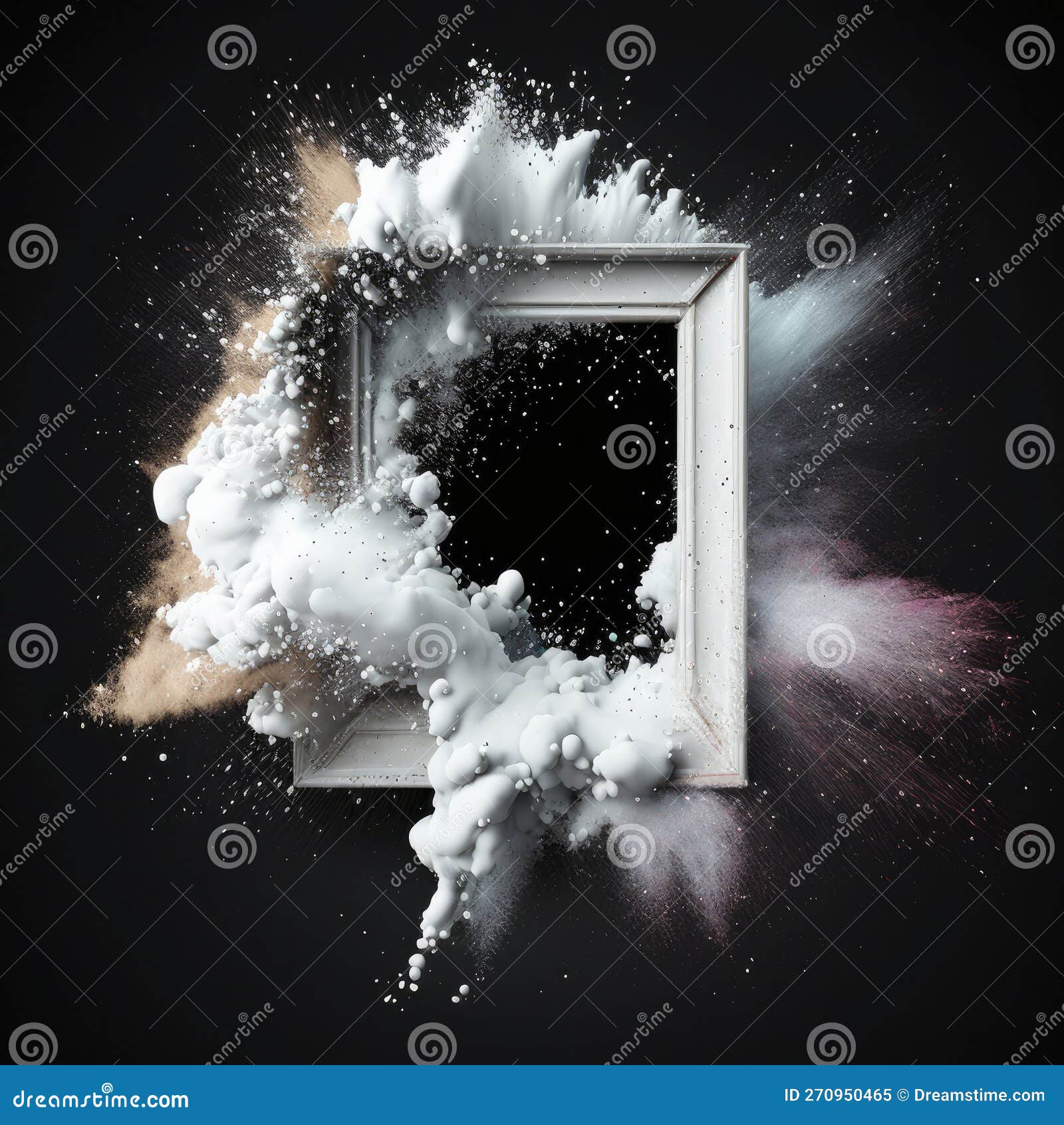 Product Display Frame with White Powder Paint Explosion. Generative Ai ...