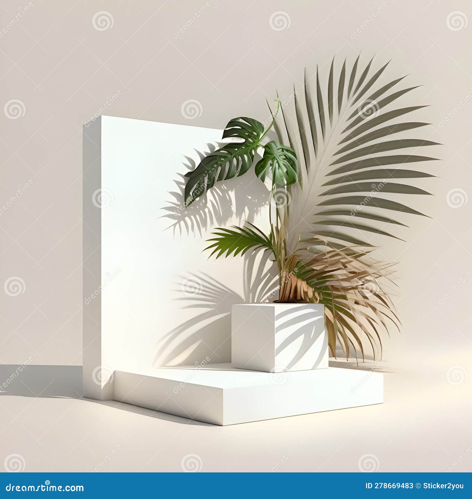 Product Display with Nature Rock Palm Scene Background Stock ...