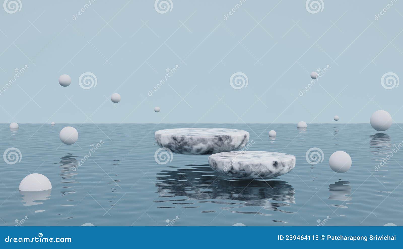 Product Display Platform Floating on Water Surface 3D Render ...