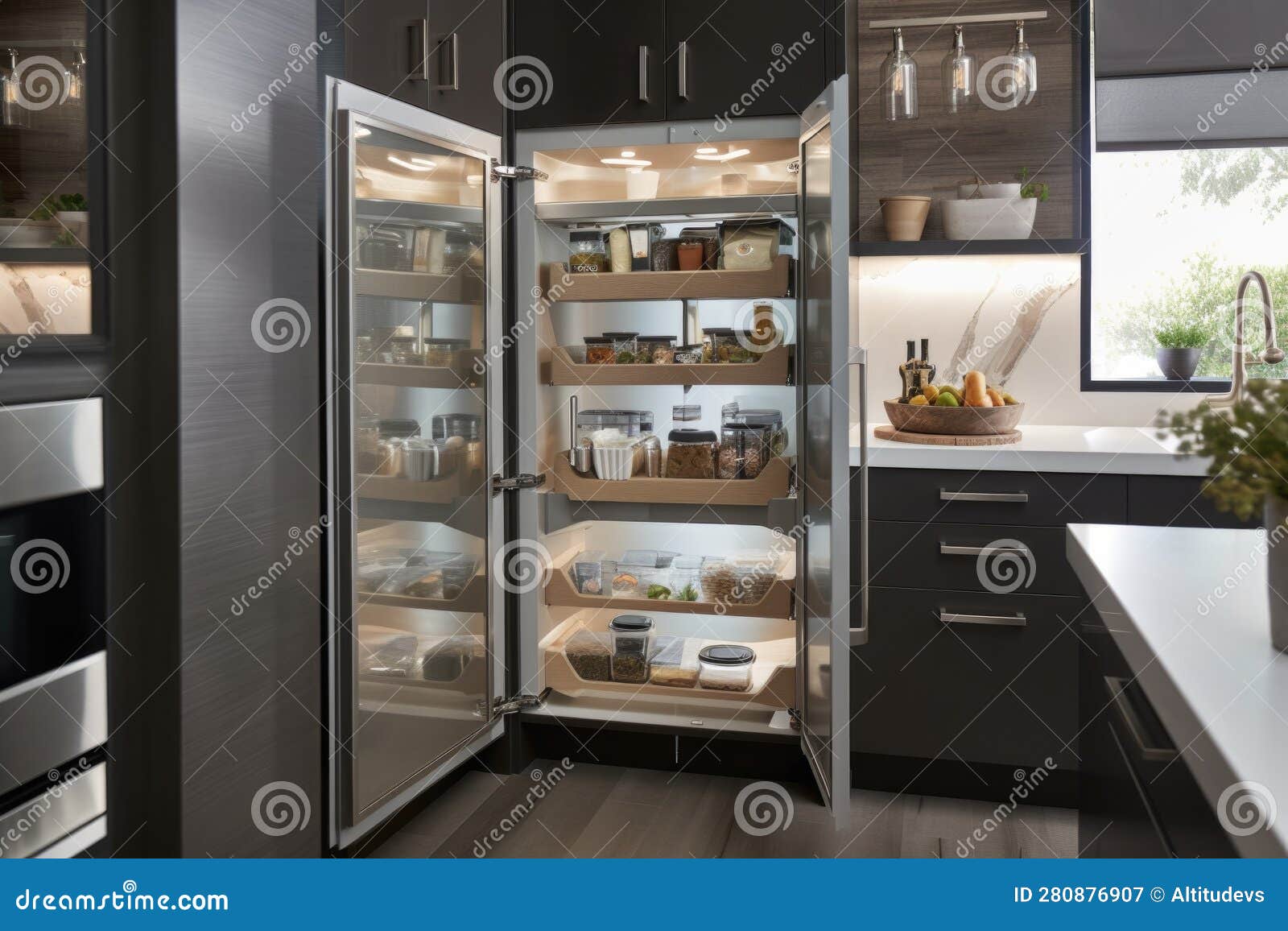 Product-filled Holding Cabinet, Labeled and Visible in Open Concept ...