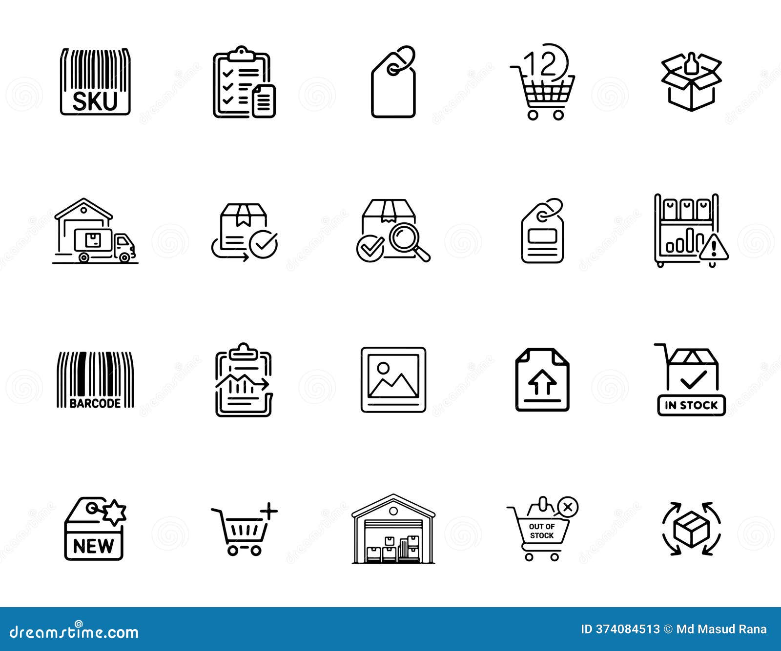 Inventory Icons. Warehouse Manager, Wholesale Stock And Goods Checklist ...