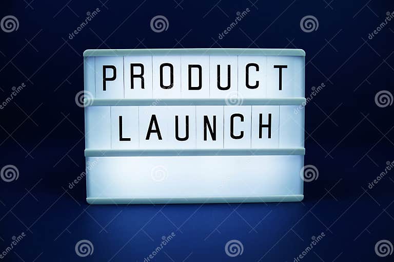 Product Launch Letterboard Text on LED Lightbox on Blue Background ...