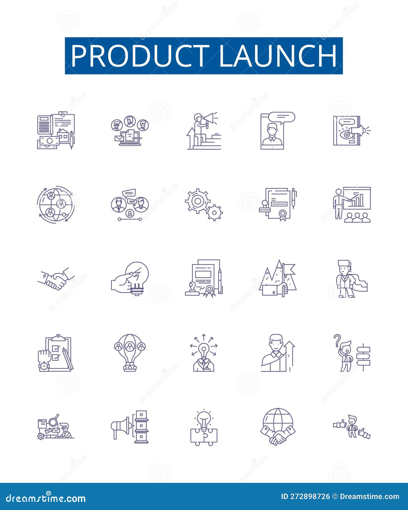 Product Launch Line Icons Signs Set. Design Collection Of Launch ... Product Launch Line Icons Signs Set. Design Collection Of Launch ...