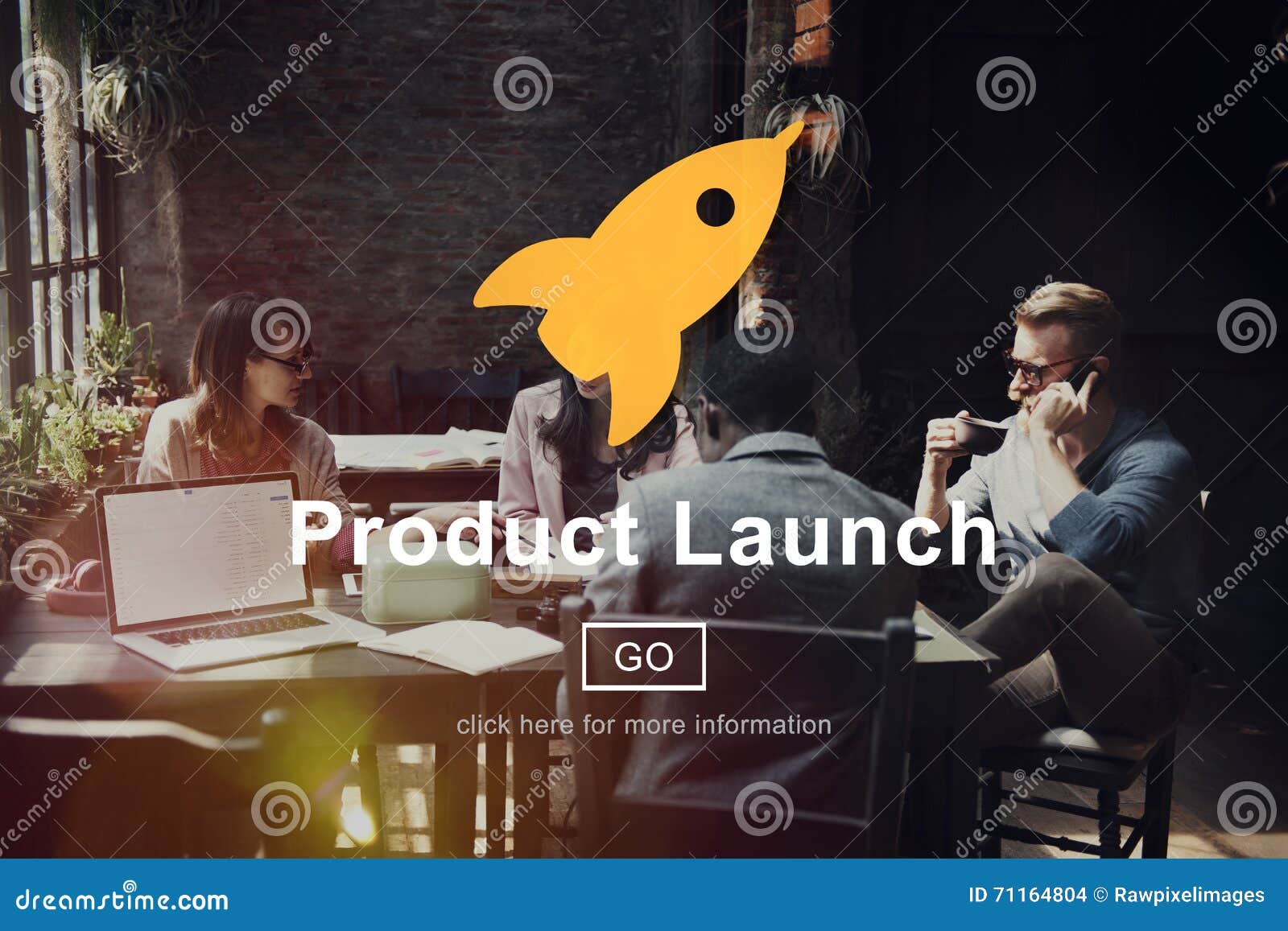 Product Launch Text Wooden Blocks In Laptop Background. Business And ...