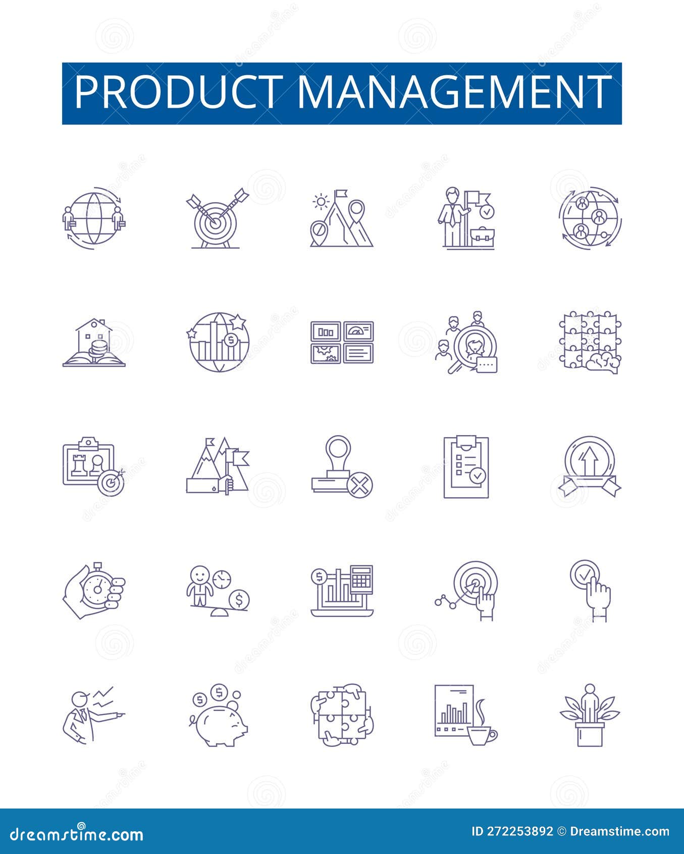 Product Management Line Icons Signs Set. Design Collection of Product ...