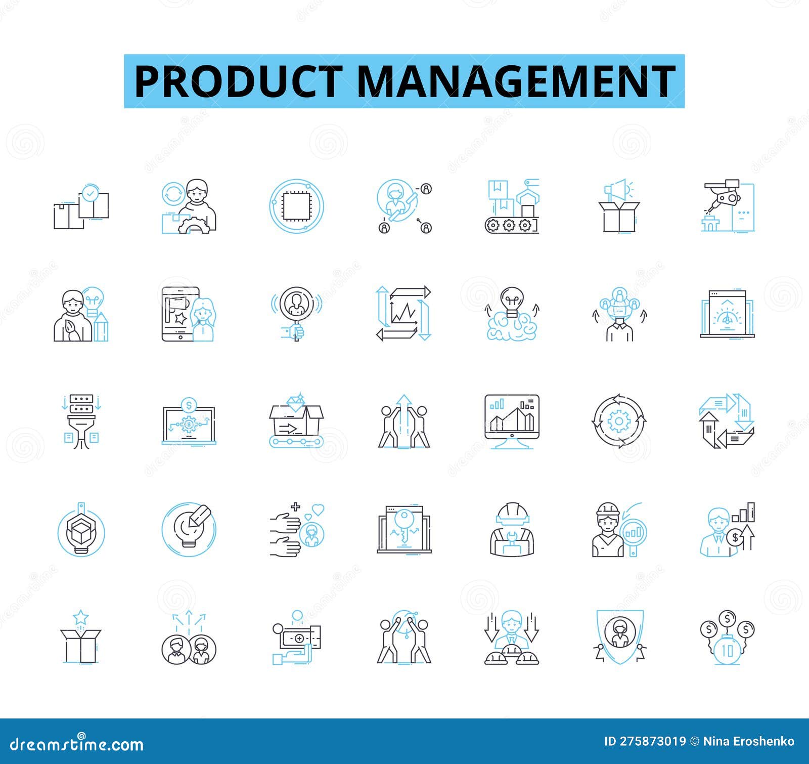 Product Management Linear Icons Set. Strategy, Roadmap, Prioritization ...