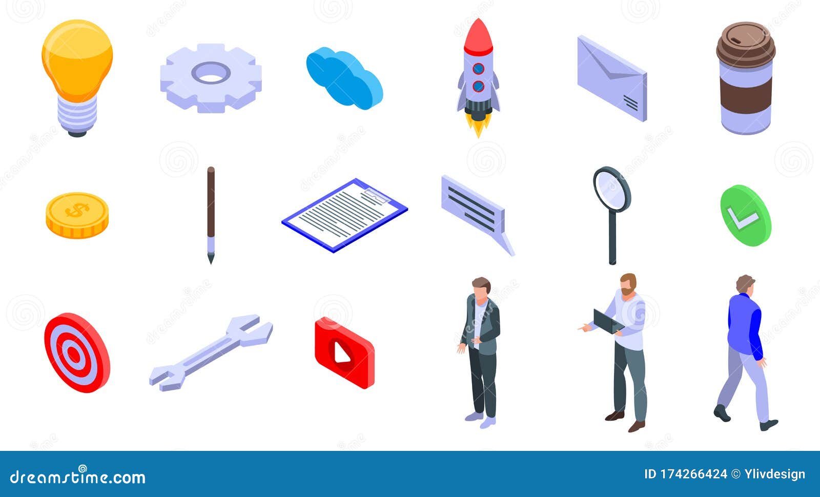 Product Manager Icons Set, Isometric Style Stock Vector - Illustration ...