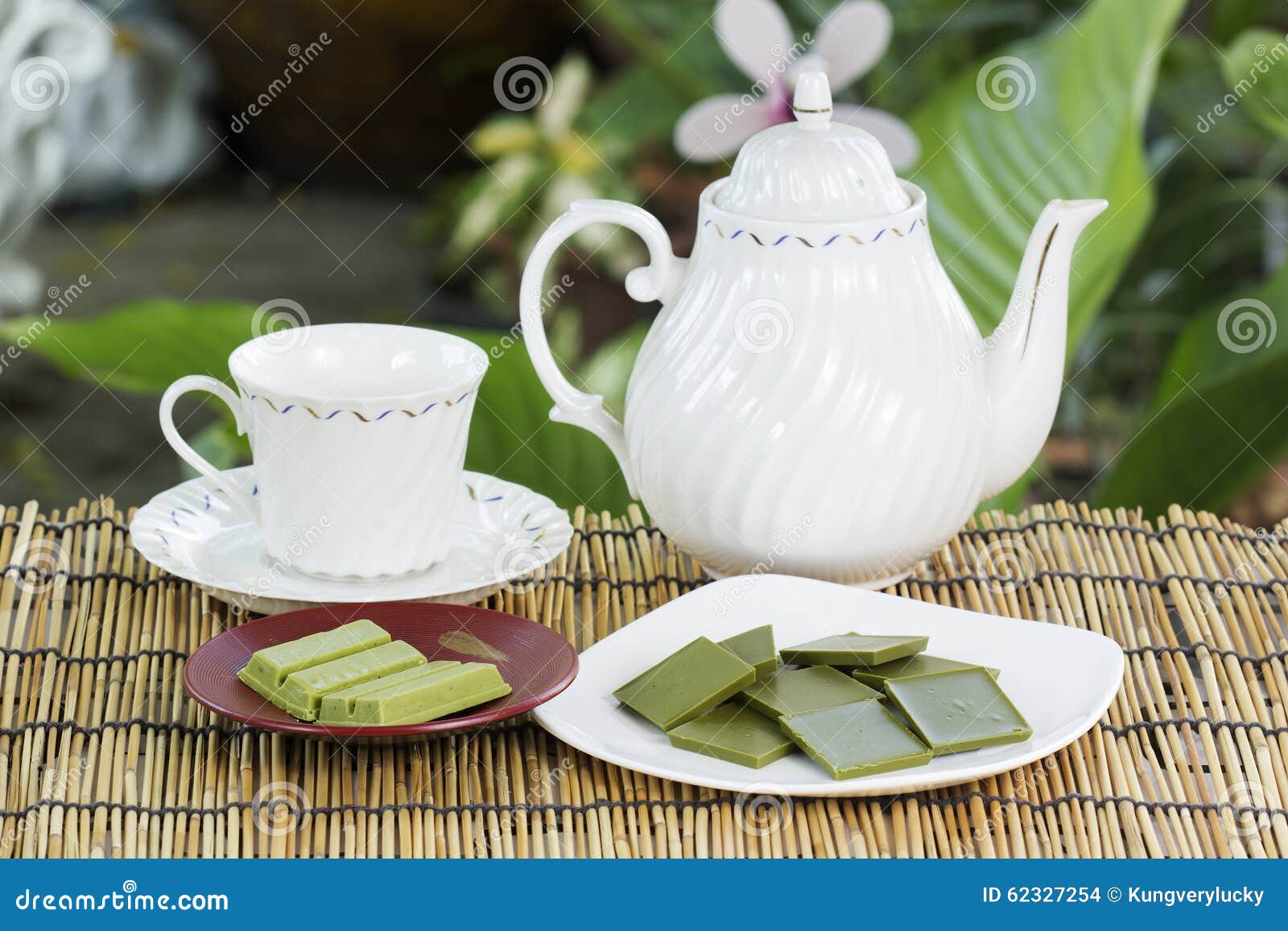 Product Matcha Green Tea Chocolate with Tea Pot Stock Photo - Image of ...