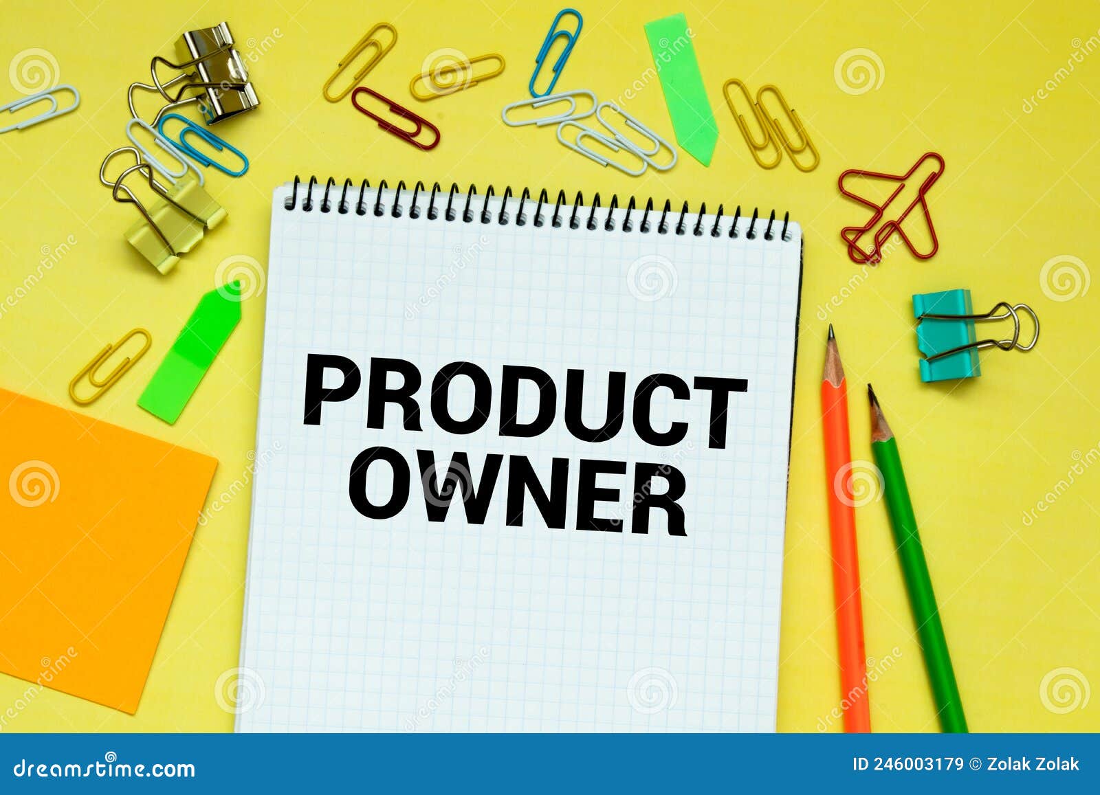 PRODUCT OWNER . Text Written on the Notepad with Office Tools and ...